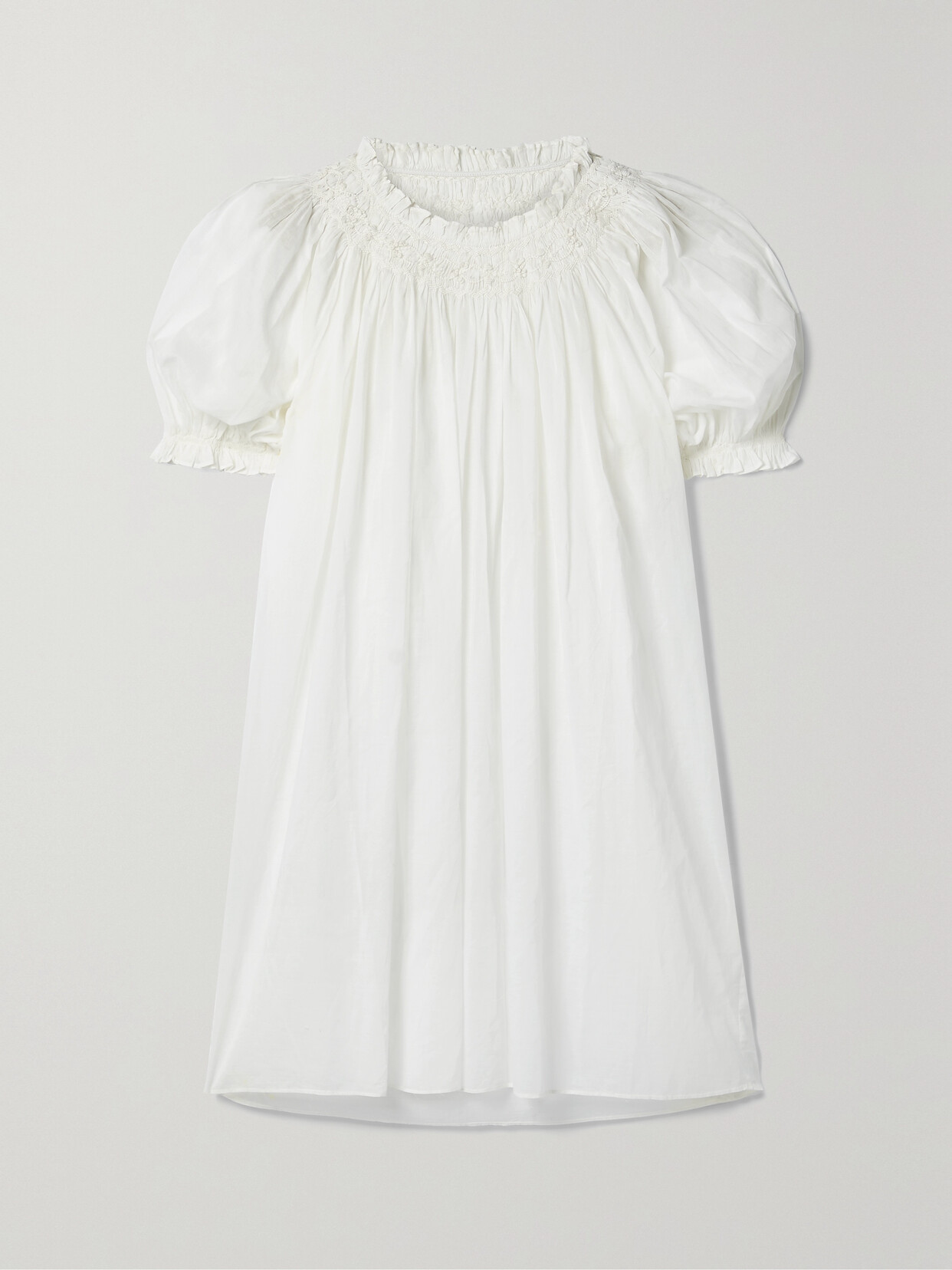 Doen Odessa Gathered Embroidered Organic Cotton-voile Mini Dress In ...