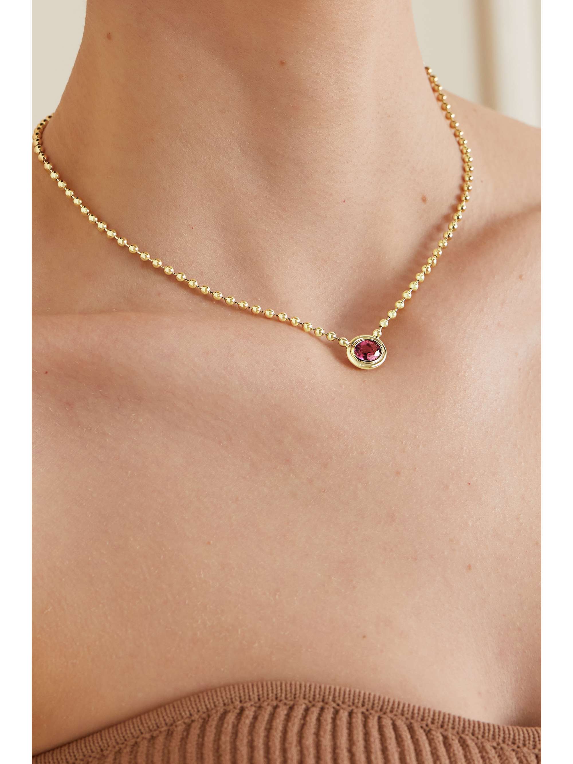 GEMELLA Double Bubble Bezel 18-karat gold tourmaline necklace | NET-A ...