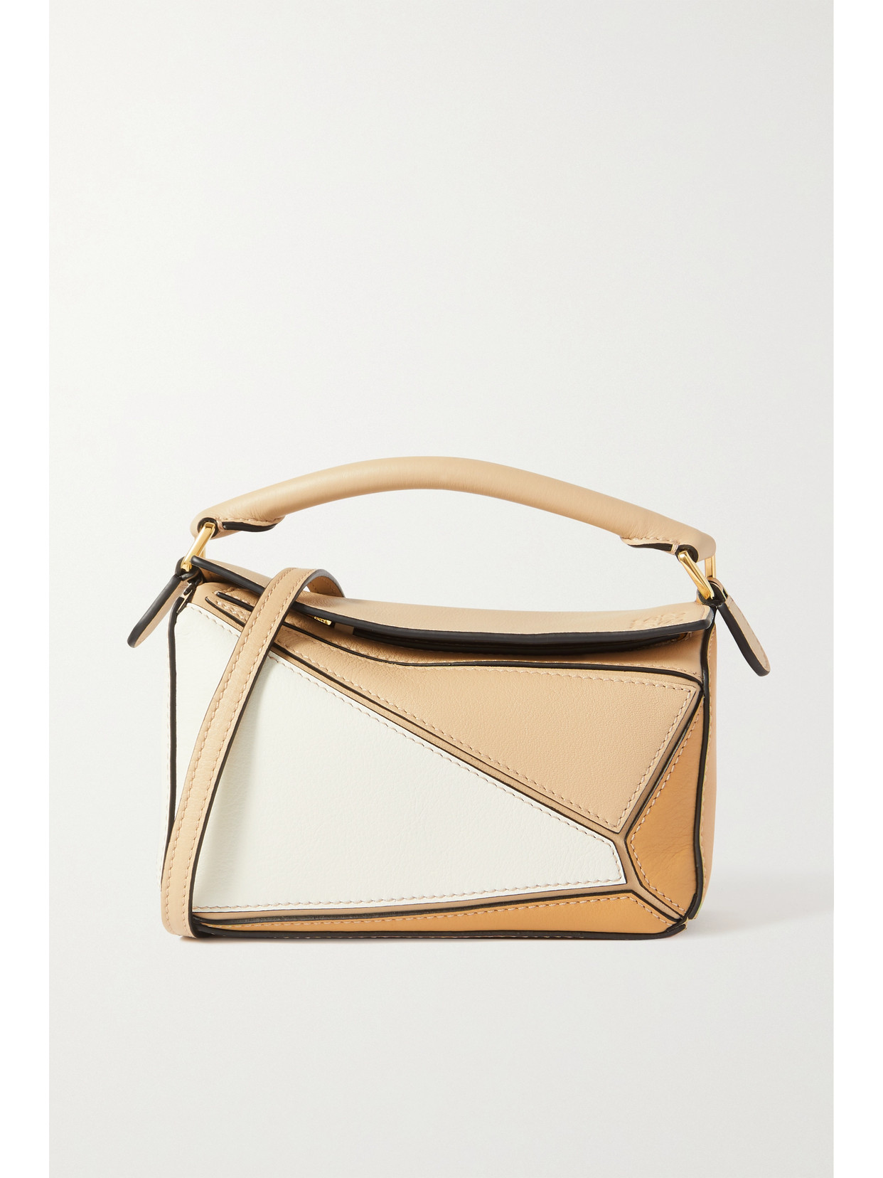 Loewe Puzzle Mini Color-block Textured-leather Shoulder Bag In Brown ...