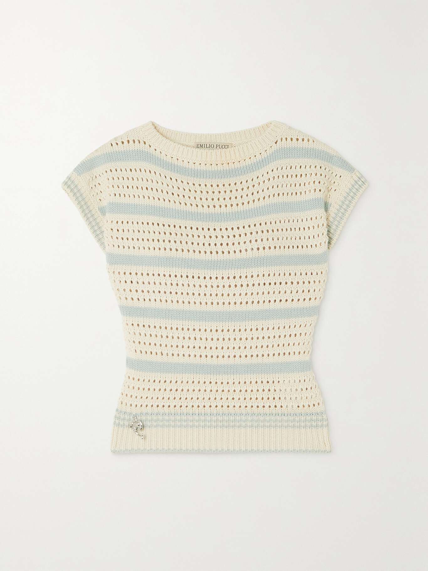 PUCCI Striped open-knit cotton-blend sweater | NET-A-PORTER