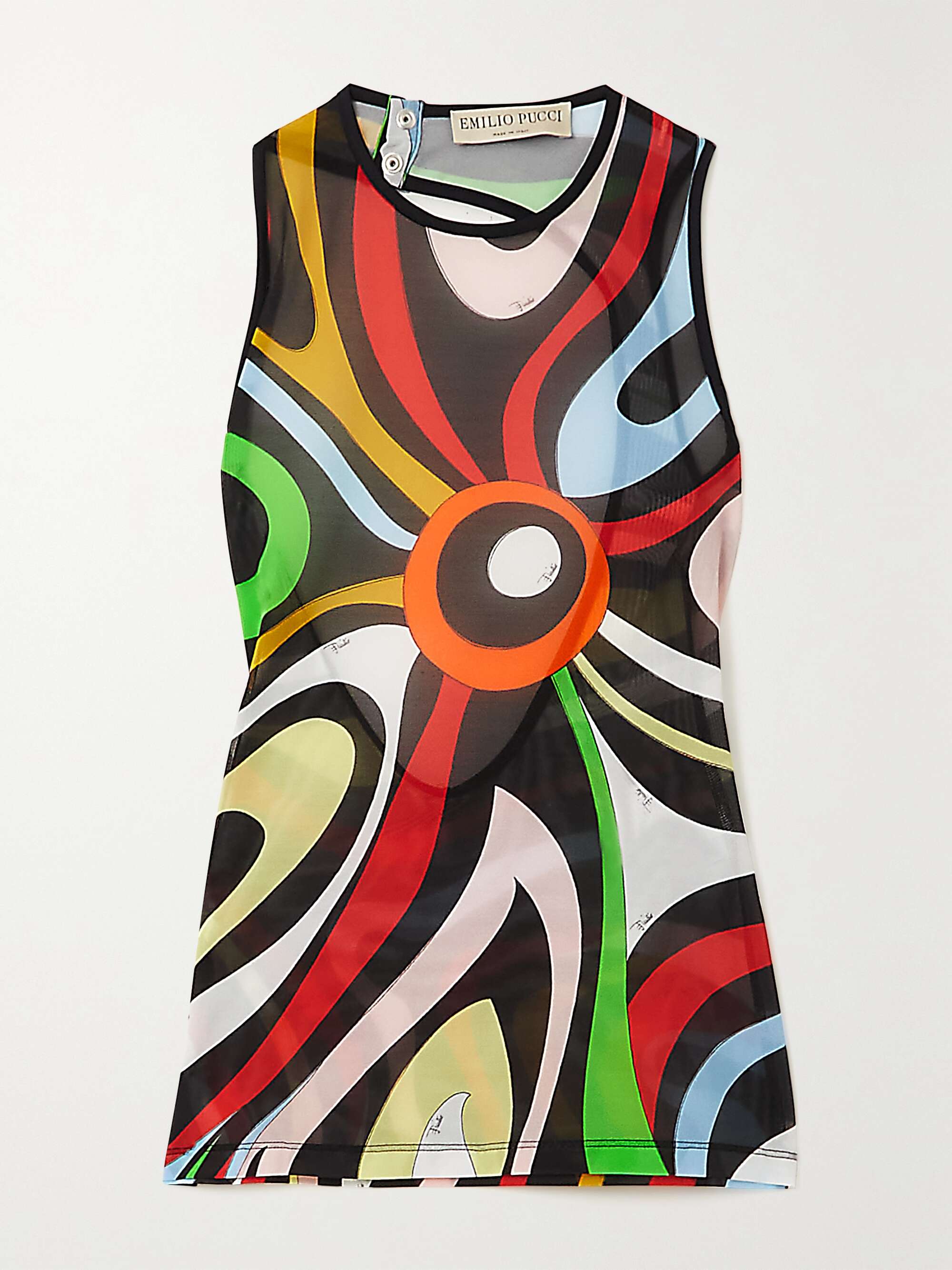 PUCCI Printed cutout stretch-mesh top | NET-A-PORTER