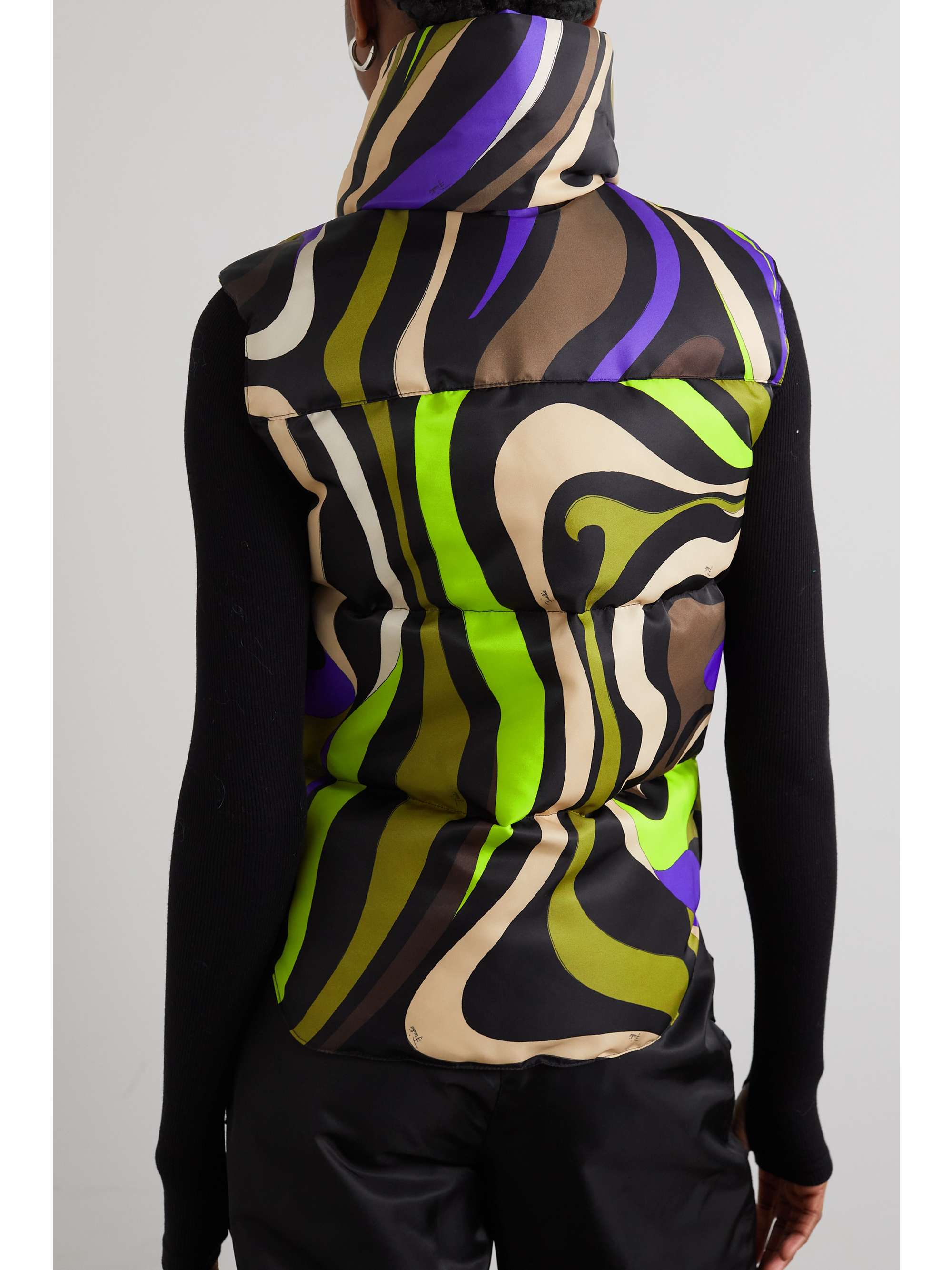 PUCCI Scarf-detailed quilted printed shell vest | NET-A-PORTER