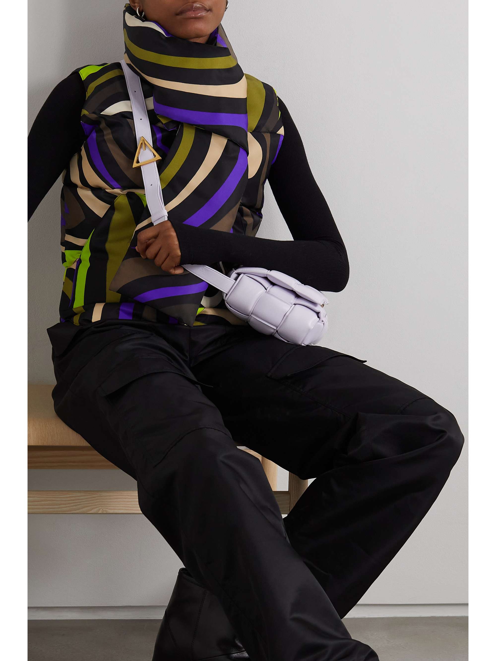 PUCCI Scarf-detailed quilted printed shell vest | NET-A-PORTER