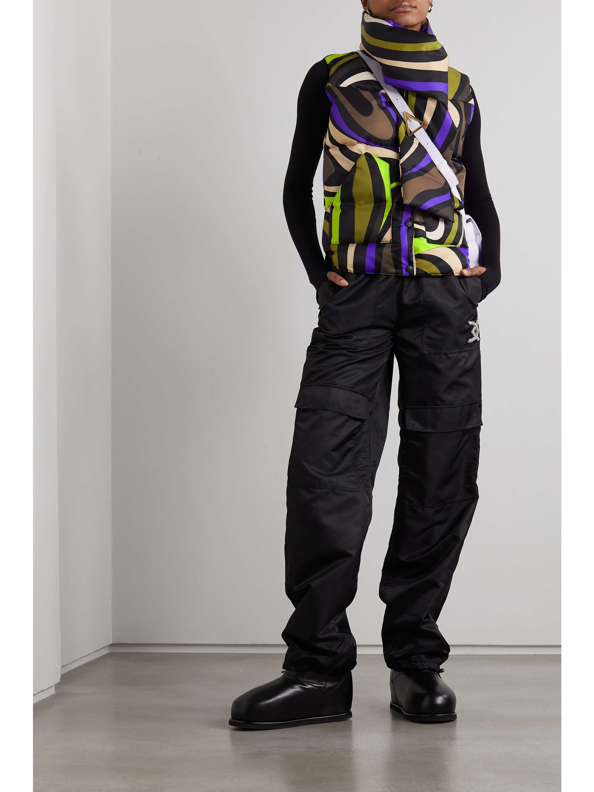 PUCCI Scarf-detailed quilted printed shell vest | NET-A-PORTER