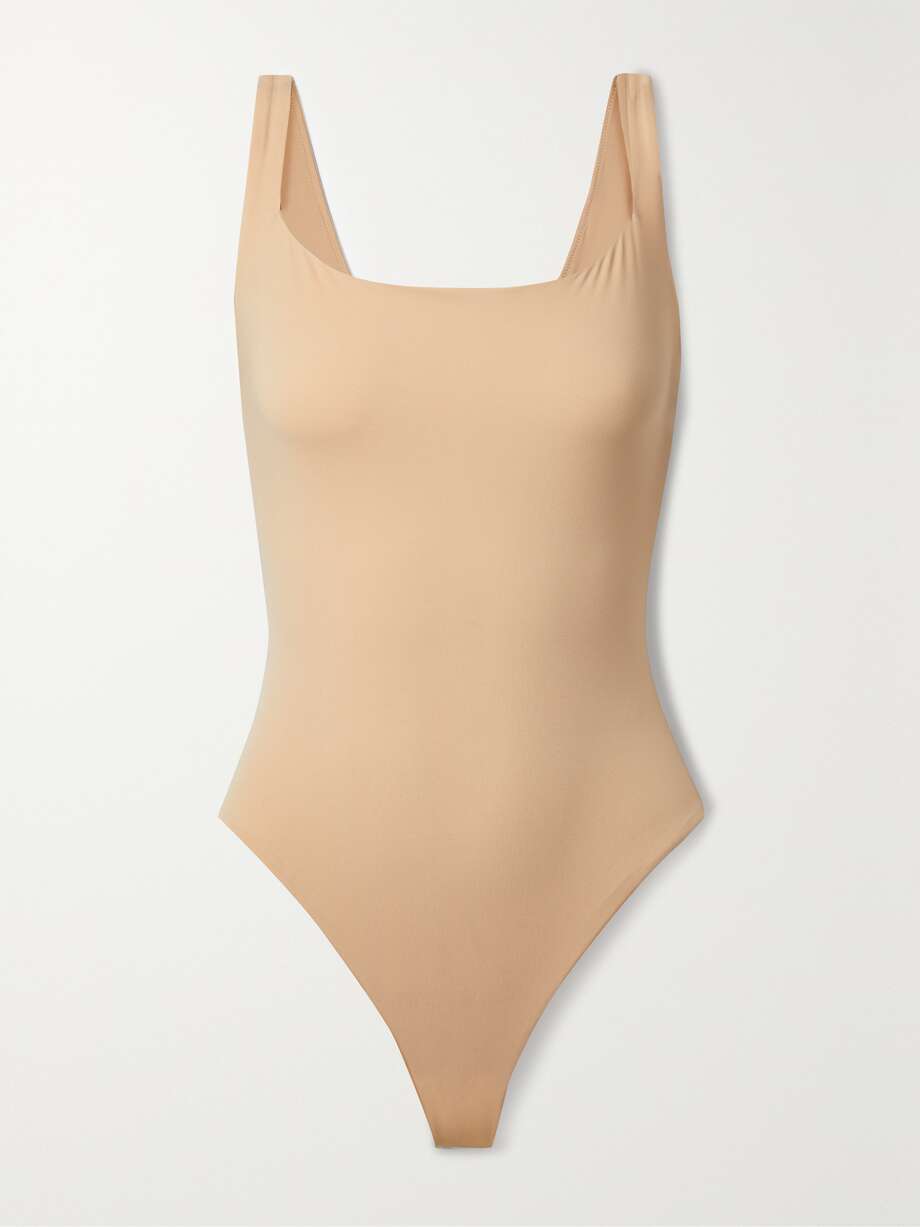 SKIMS Fits Everybody Square Neck Bodysuit - Clay | NET-A-PORTER