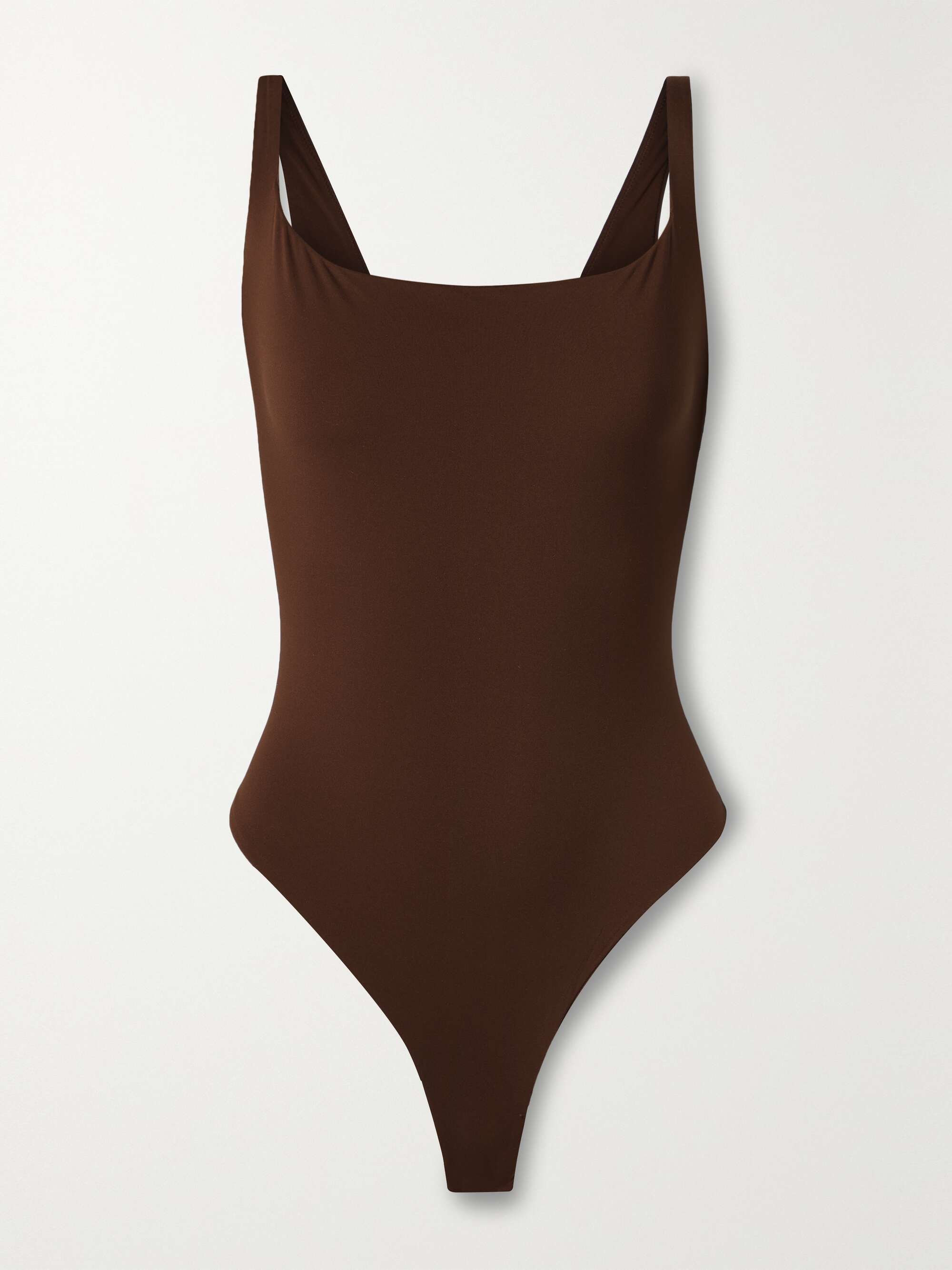 SKIMS Fits Everybody Square Neck Bodysuit - Cocoa | NET-A-PORTER