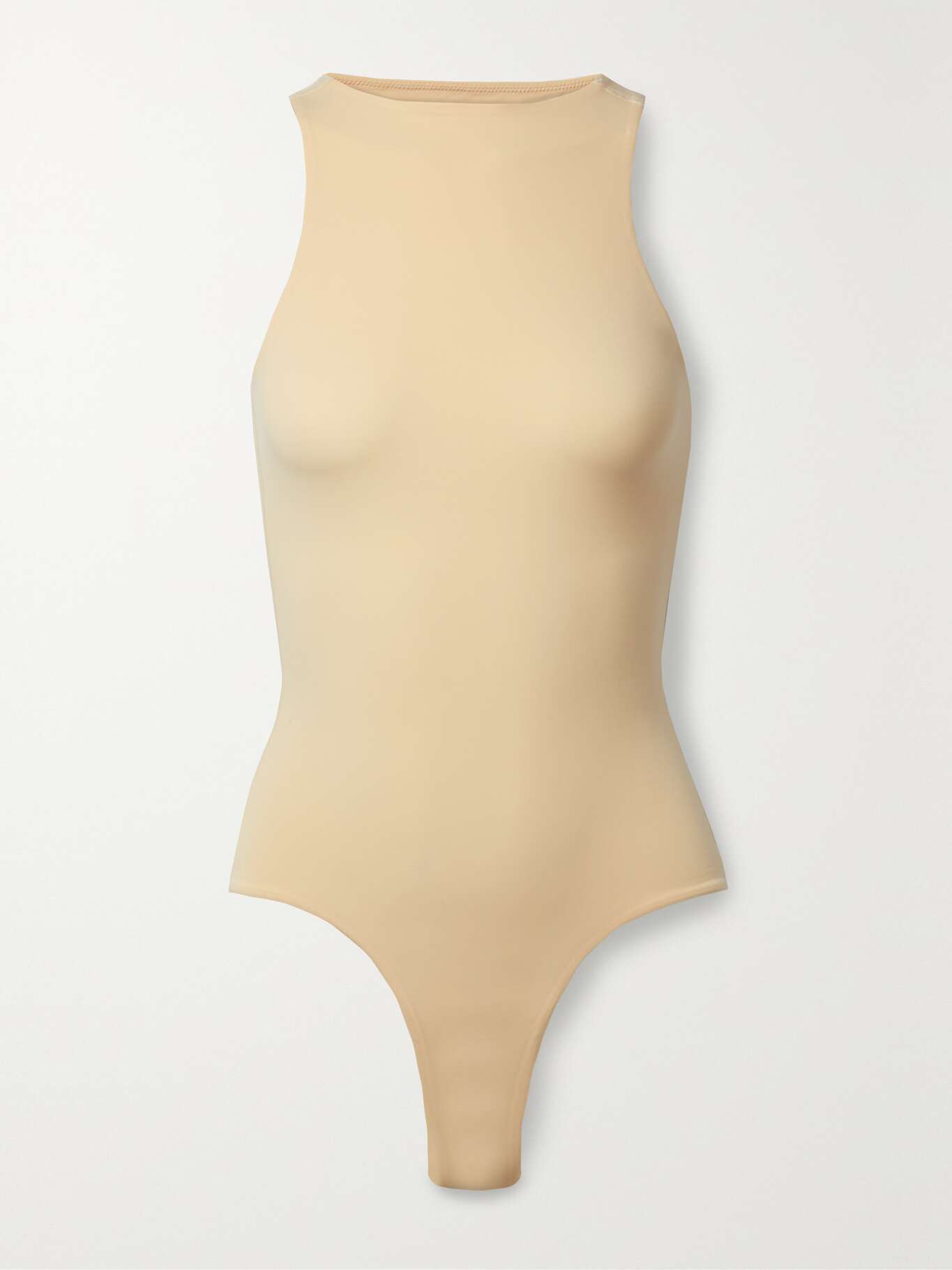 SKIMS Fits Everybody stretch-satin jersey thong bodysuit - Sand | NET-A ...