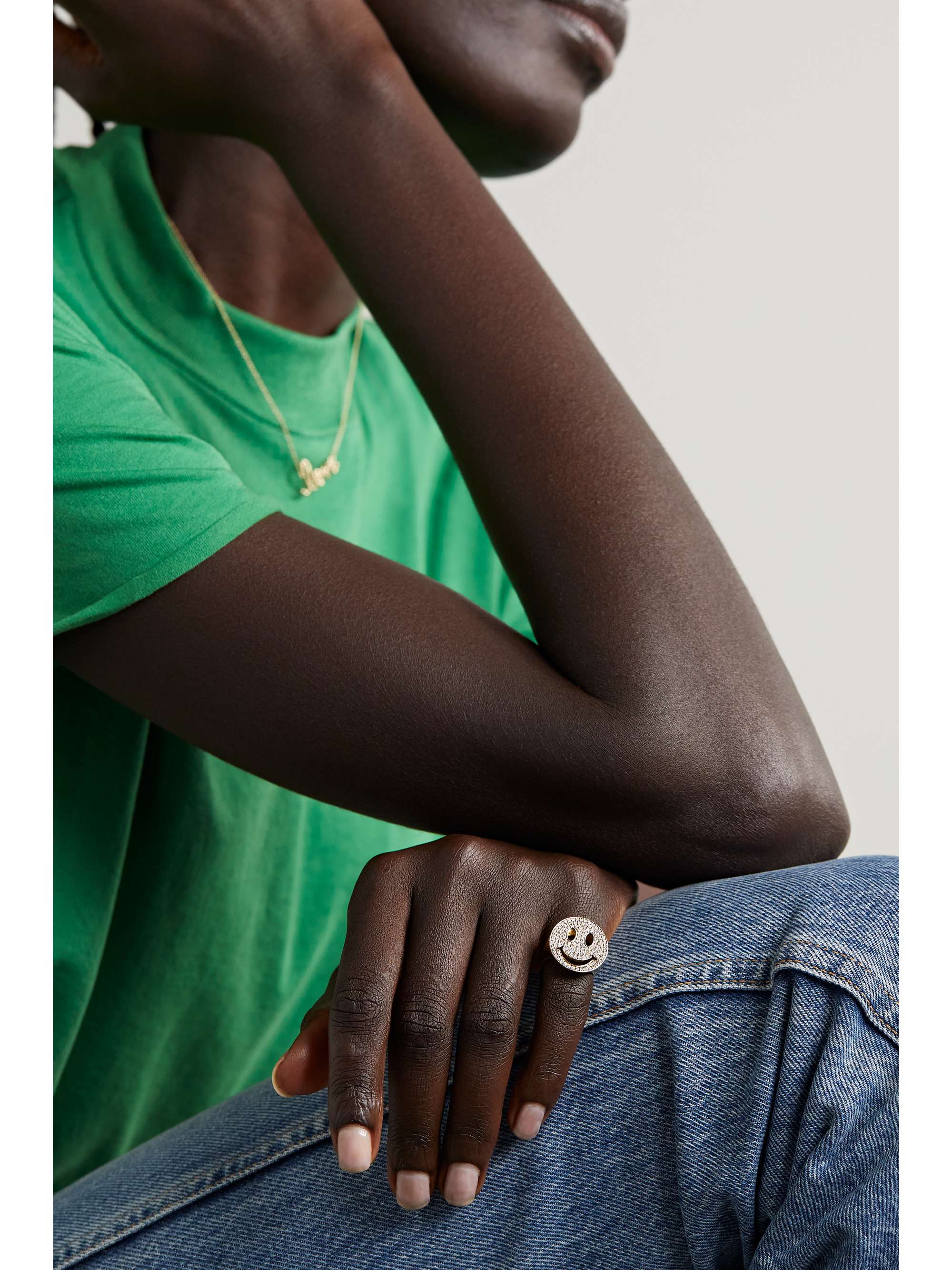 Gold smiley face signet ring store