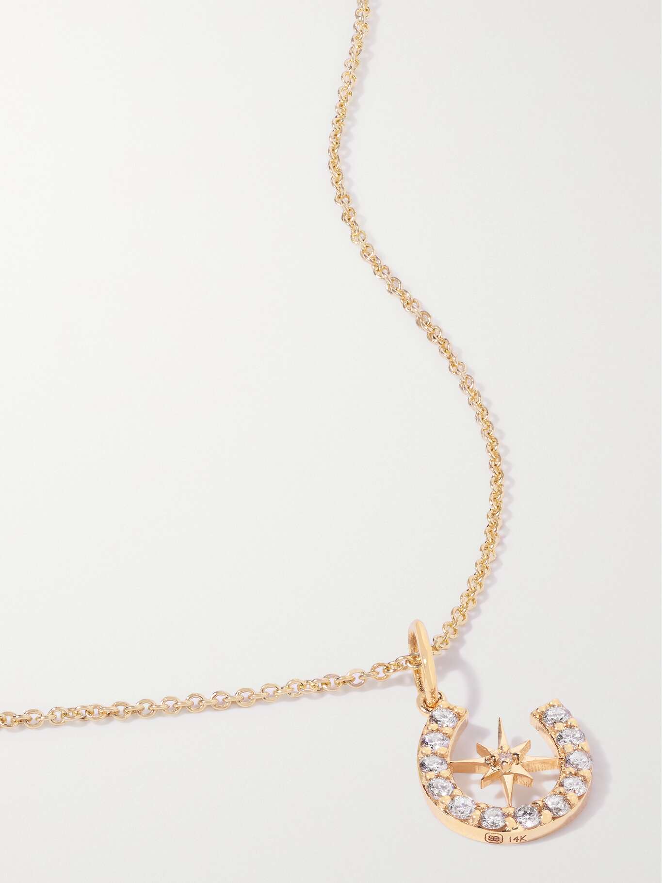 Gold Starburst Horseshoe 14-karat gold diamond necklace | SYDNEY EVAN ...
