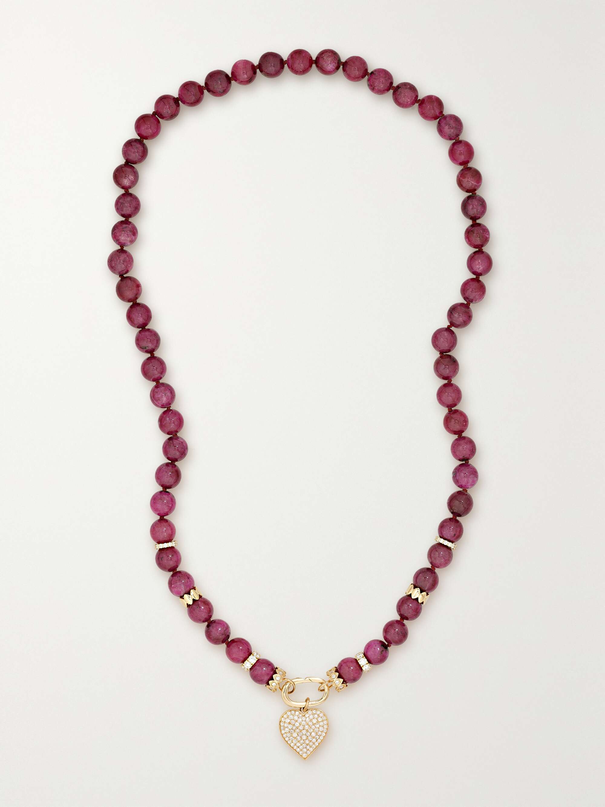 SYDNEY EVAN Heart 14-karat gold, ruby and diamond necklace | NET-A-PORTER