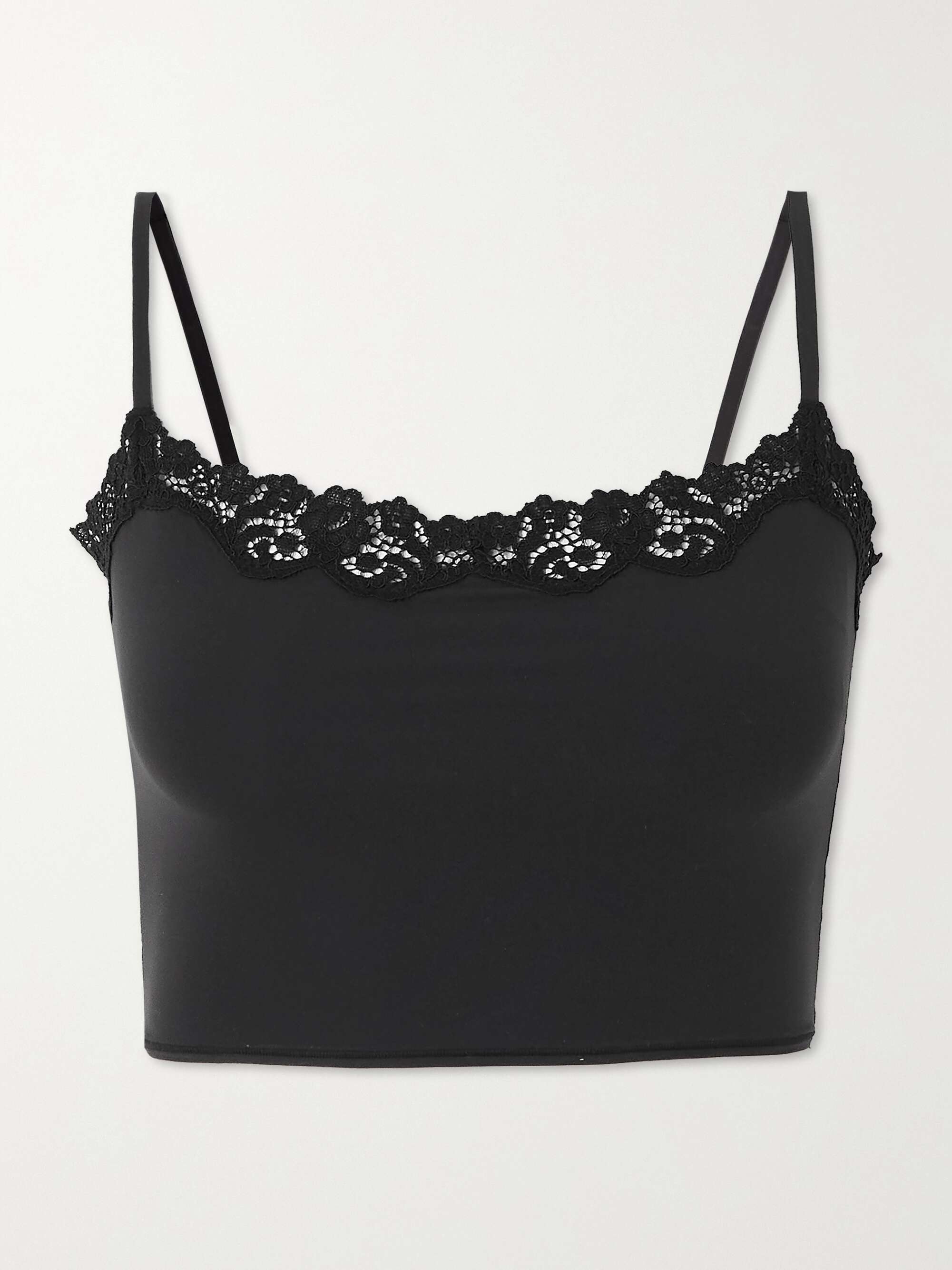 SKIMS Fits Everybody lace-trimmed stretch camisole - Onyx | NET-A-PORTER