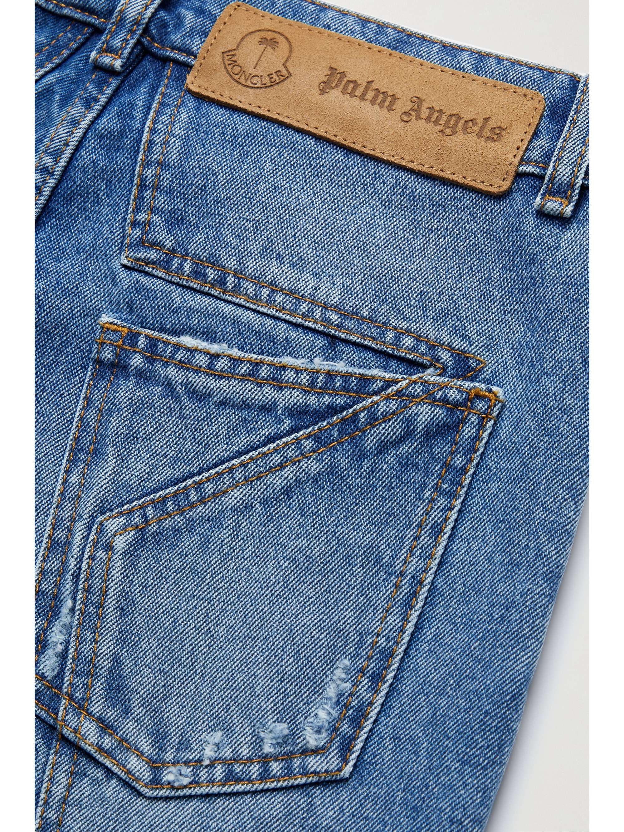 MONCLER GENIUS + 8 Palm Angels distressed high-rise straight-leg jeans ...