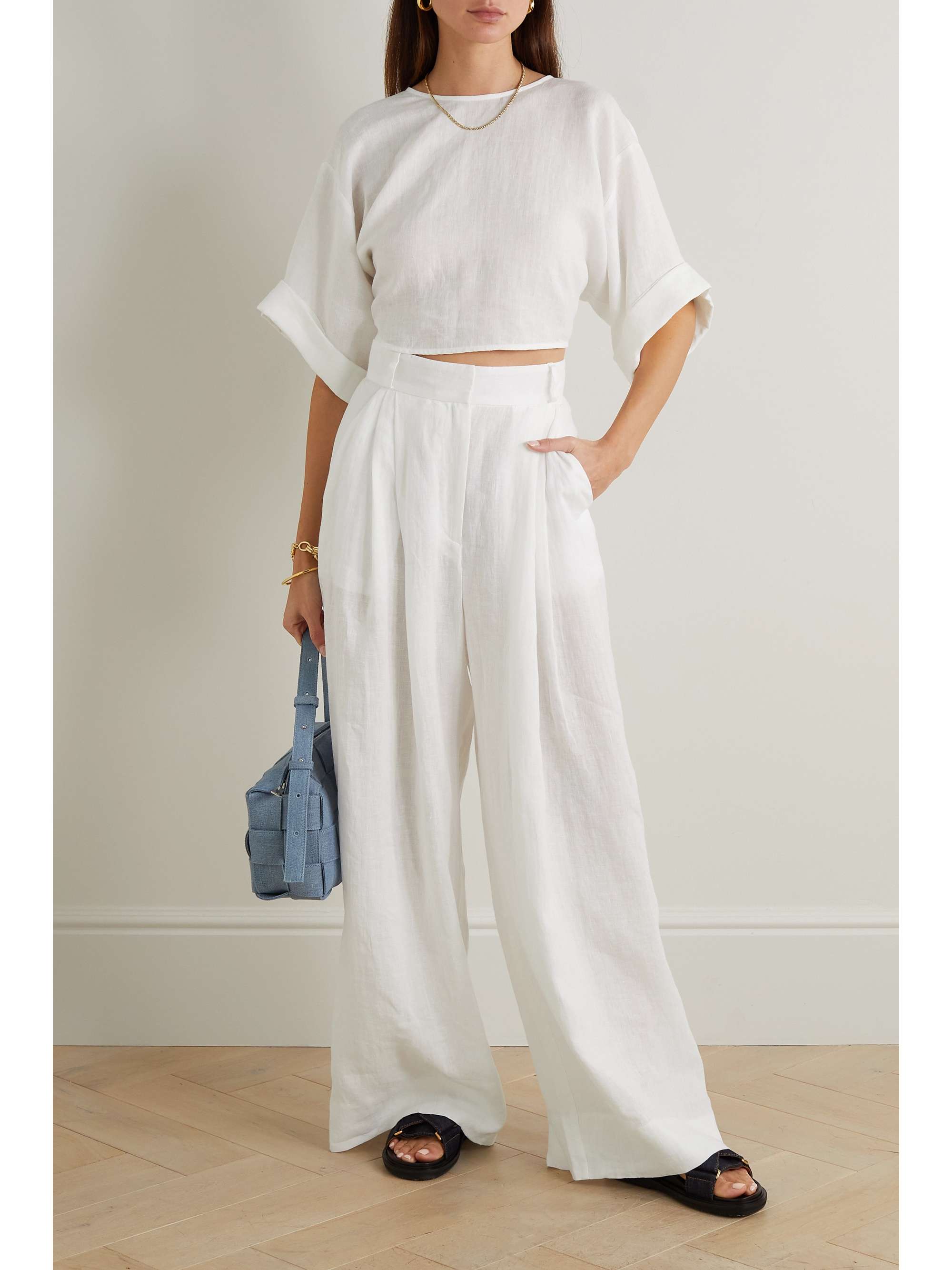 White Molly linen wide-leg pants | THREE GRACES LONDON | NET-A-PORTER