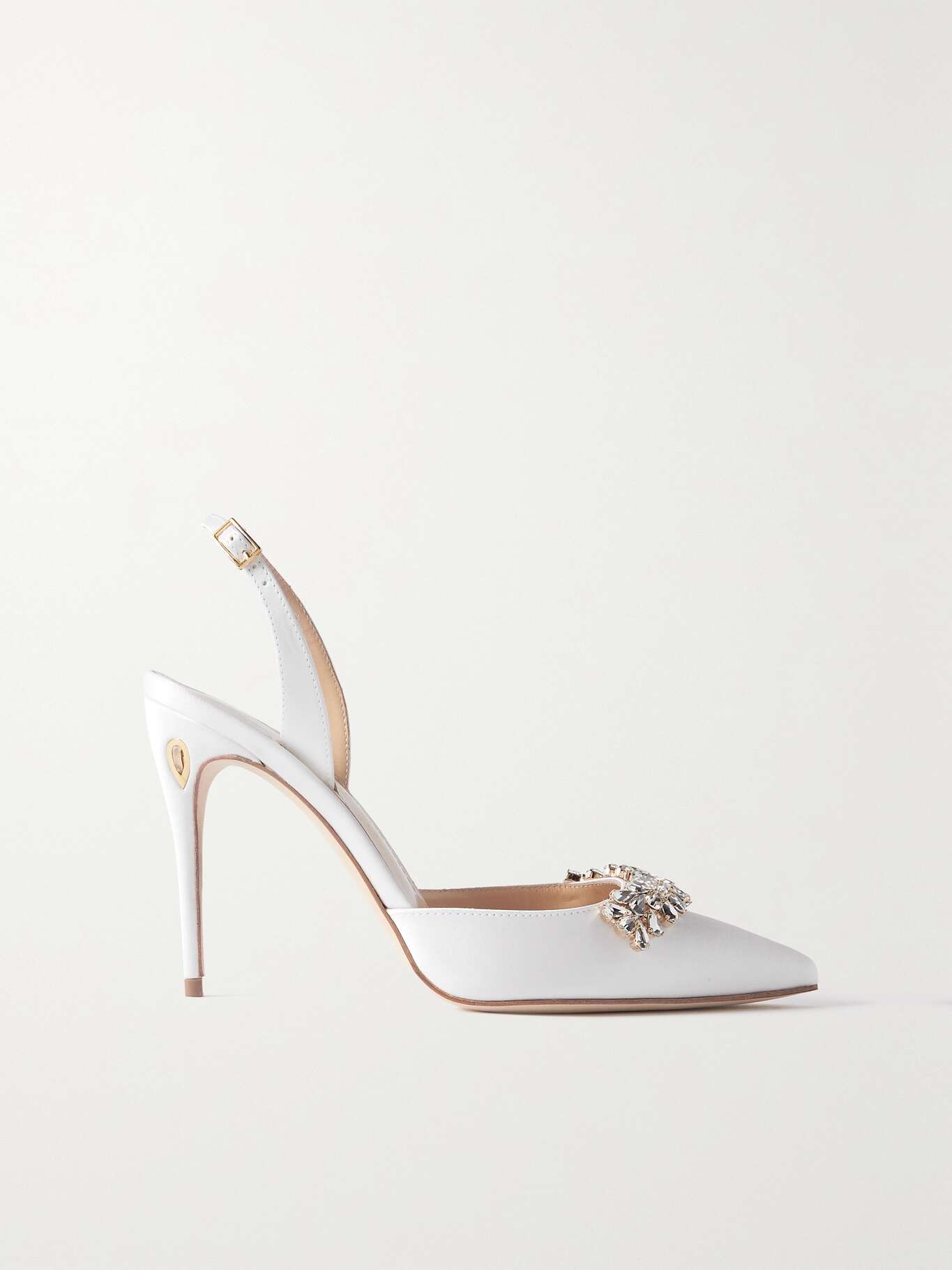 JENNIFER CHAMANDI Vittorio 105mm jewel-trimmed satin pumps | NET-A-PORTER