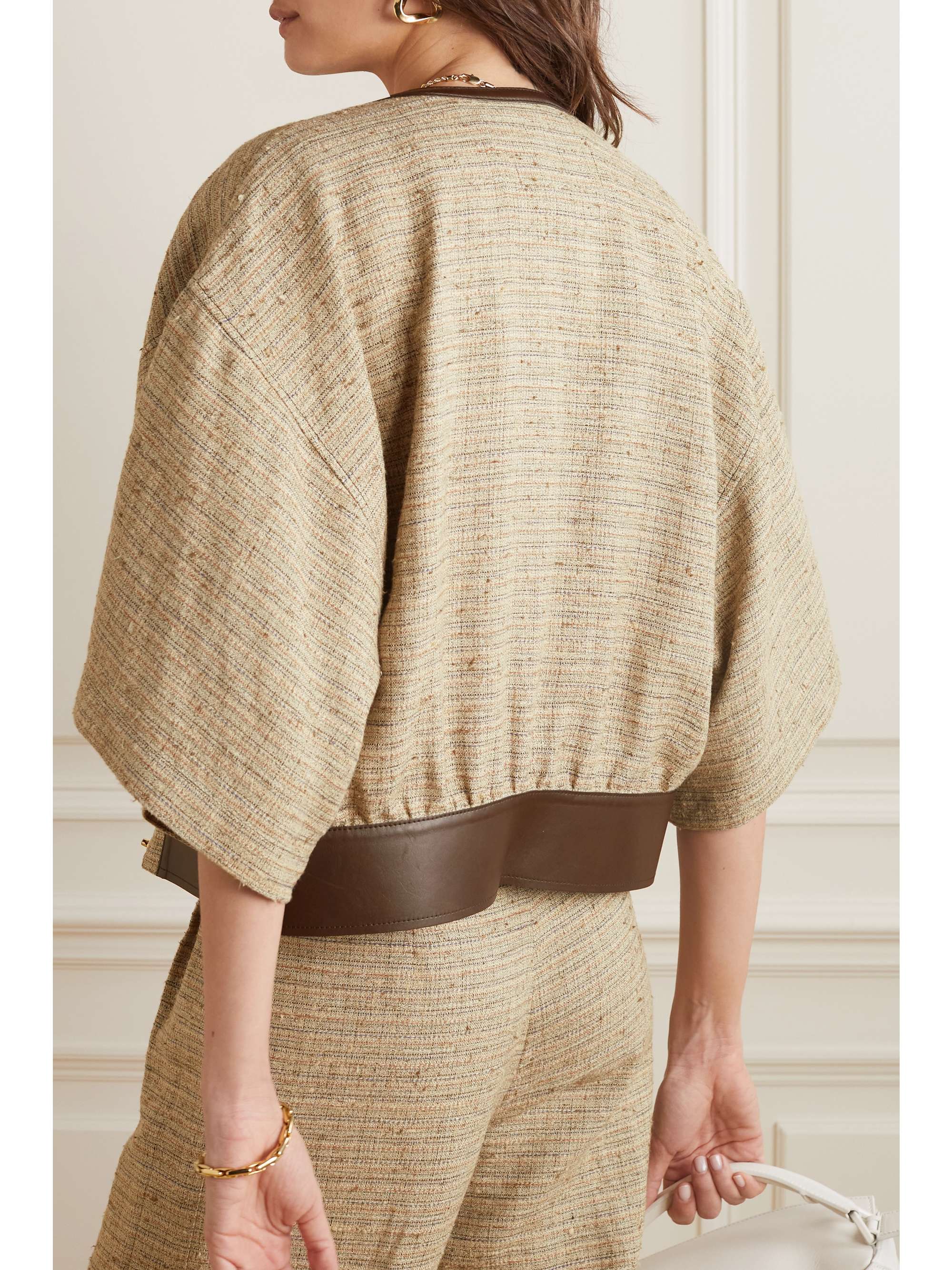 LORO PIANA Lyron leather-trimmed linen jacket | NET-A-PORTER