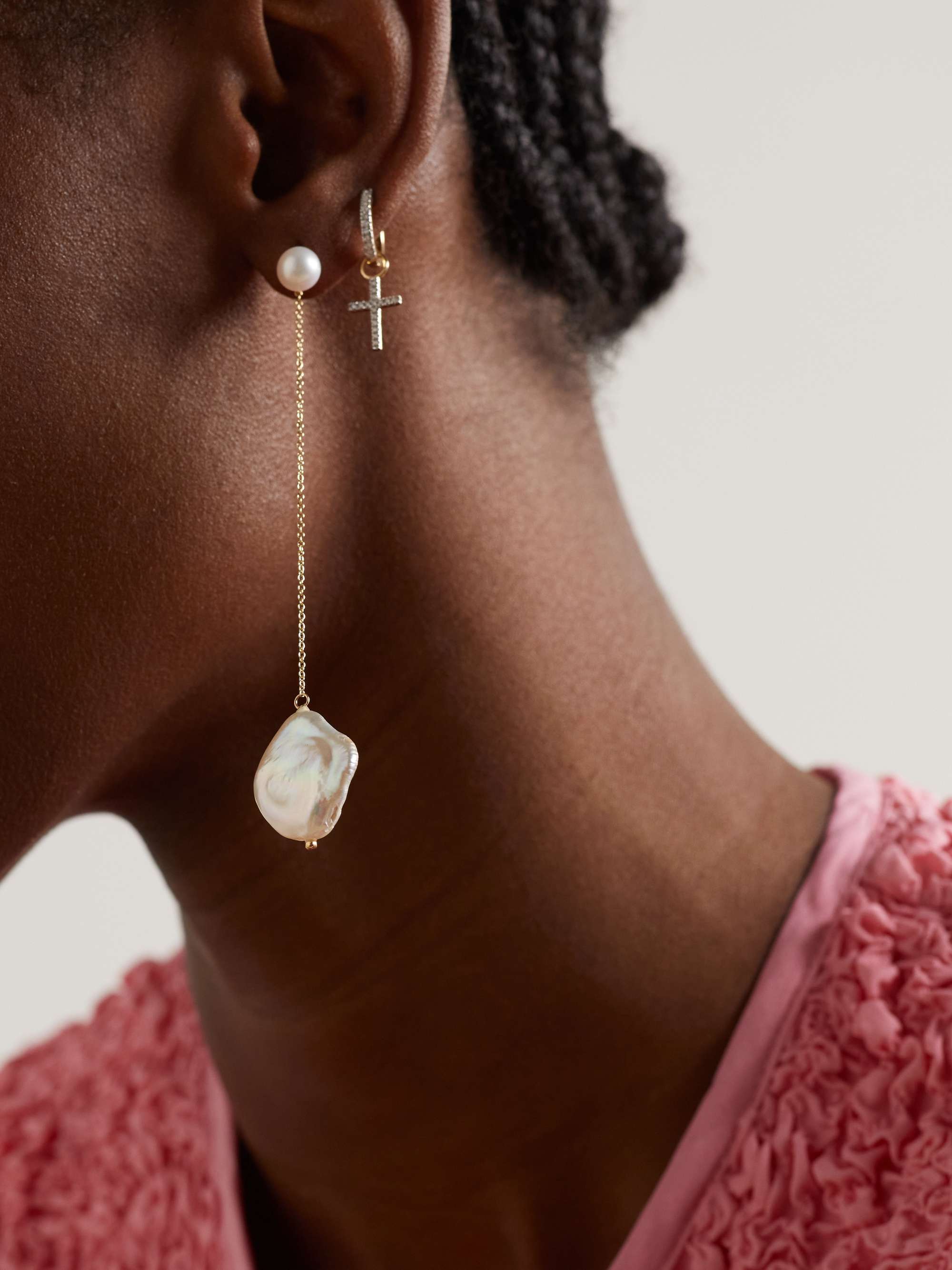 MATEO Duality 14-karat gold pearl earrings | NET-A-PORTER