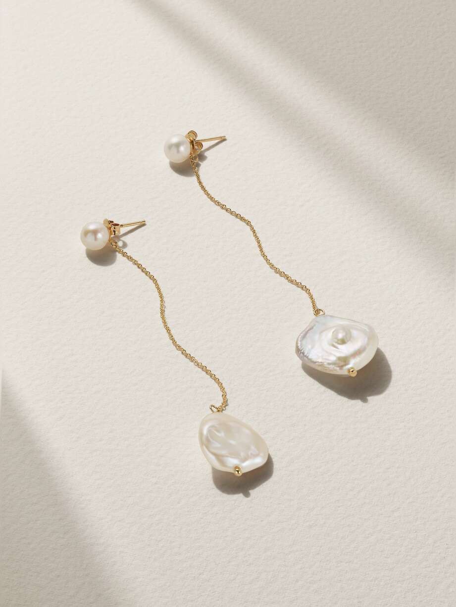 MATEO Duality 14-karat gold pearl earrings | NET-A-PORTER