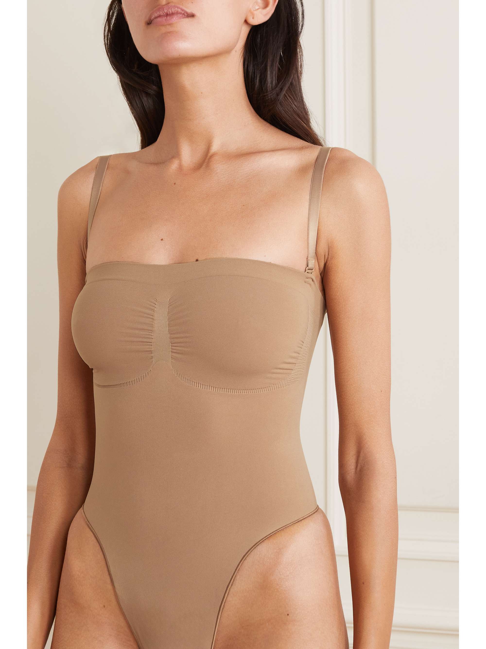SKIMS Seamless Sculpt strapless thong bodysuit - Sienna | NET-A-PORTER