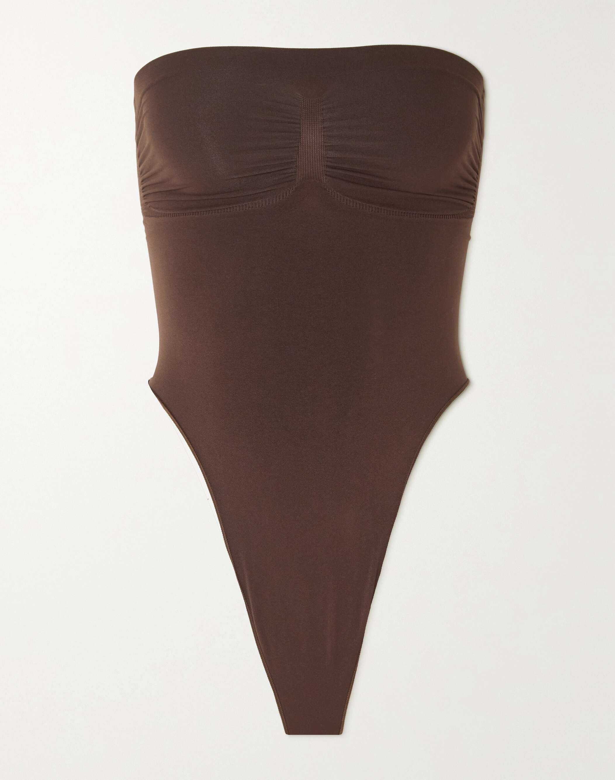 SKIMS Seamless Sculpt Strapless Thong Bodysuit - Cocoa | NET-A-PORTER