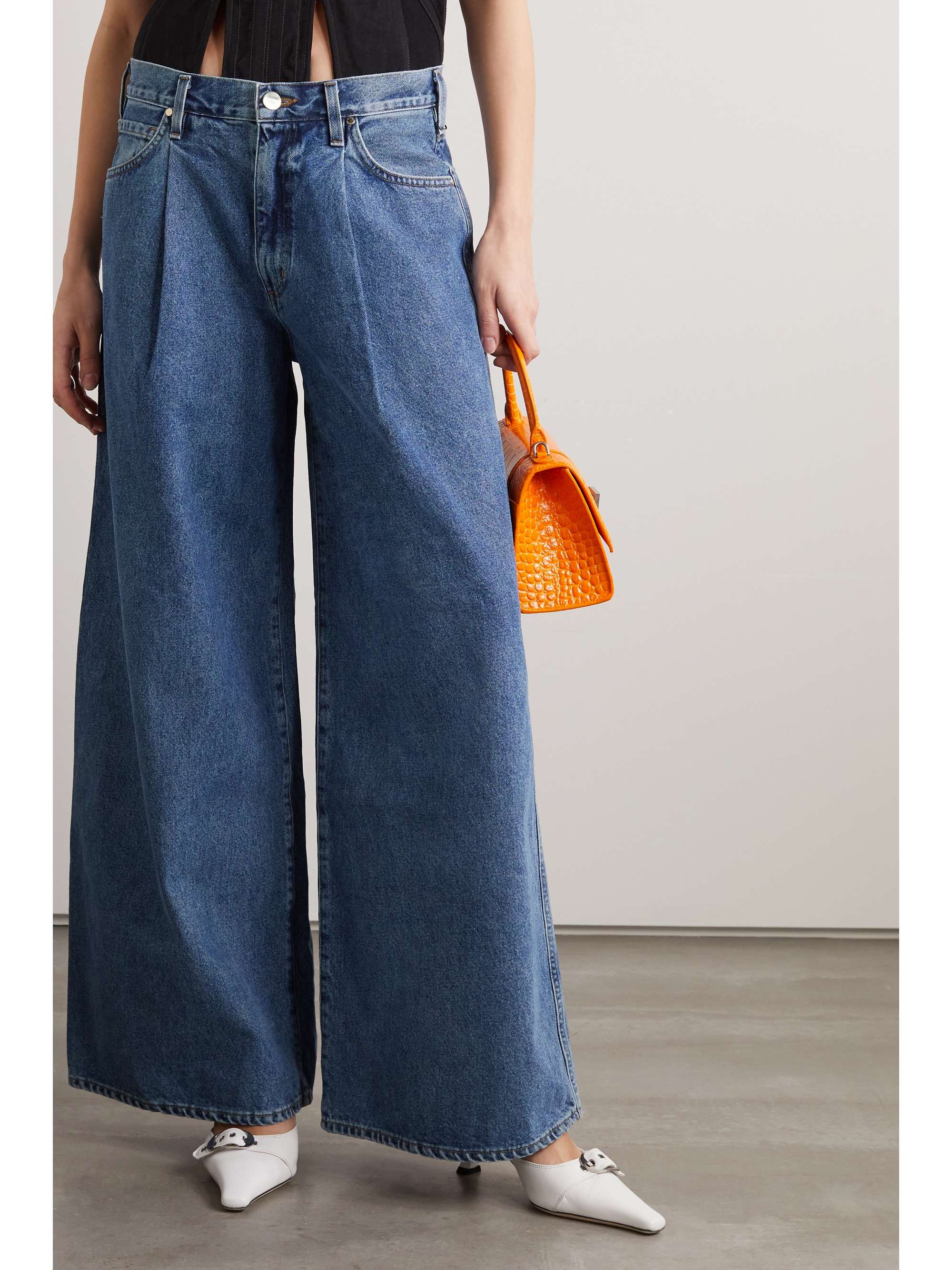 GOLDSIGN The Atticus pleated low-rise wide-leg jeans | NET-A-PORTER