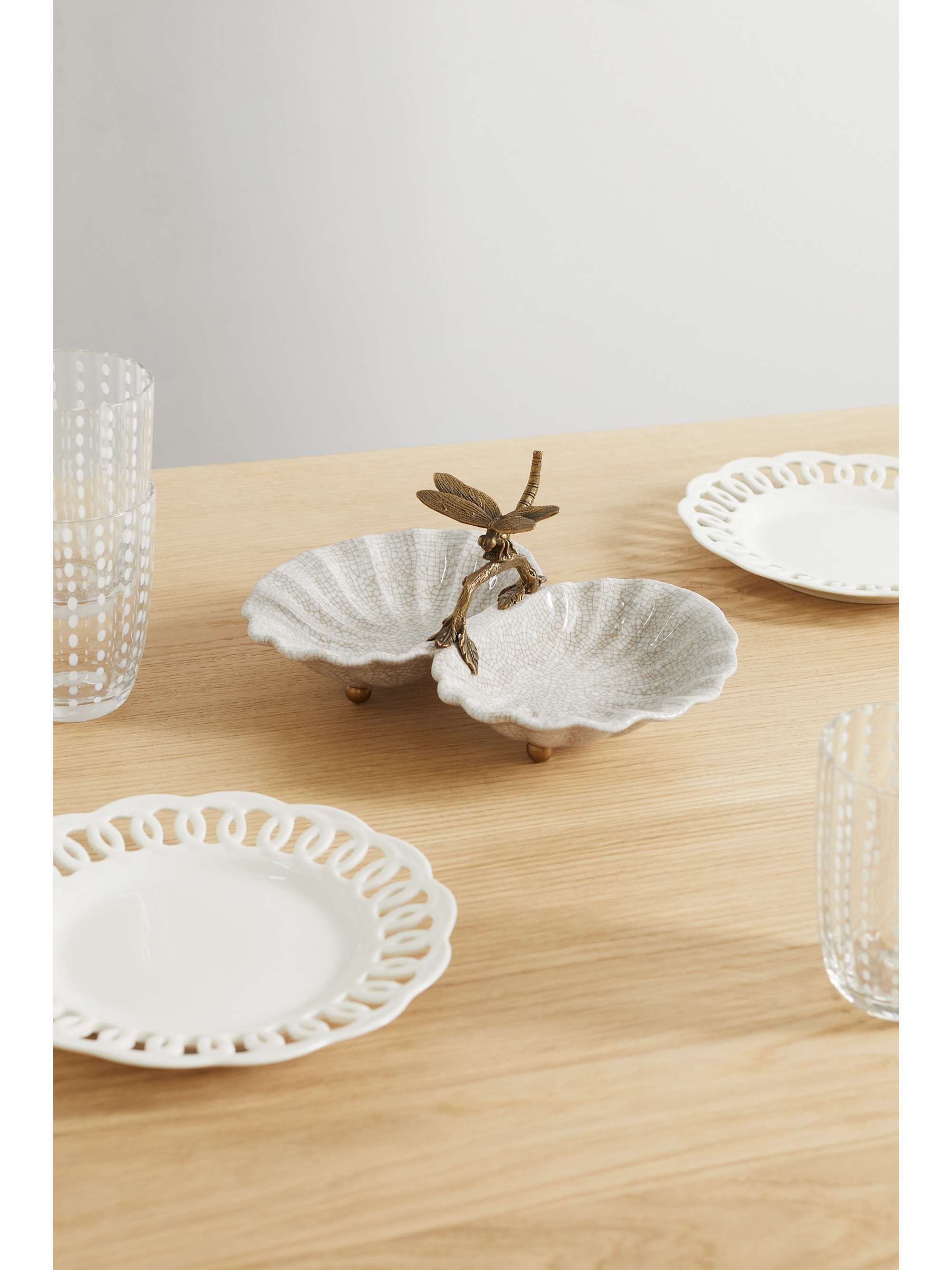 MRS. ALICE Porcelain and brass bowl stand | NET-A-PORTER