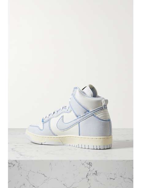 NIKE Dunk 1985 topstitched denim and leather high-top sneakers | NET-A-PORTER
