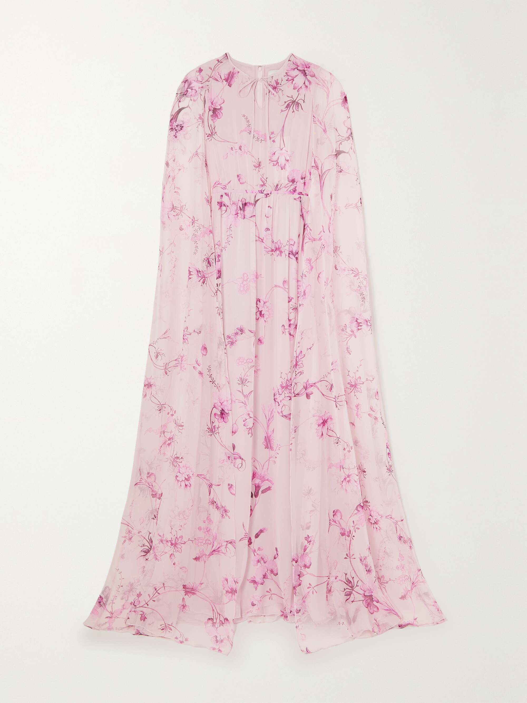 Erdem Kenley Cape Effect Floral Print Silk Voile Gown Net A Porter