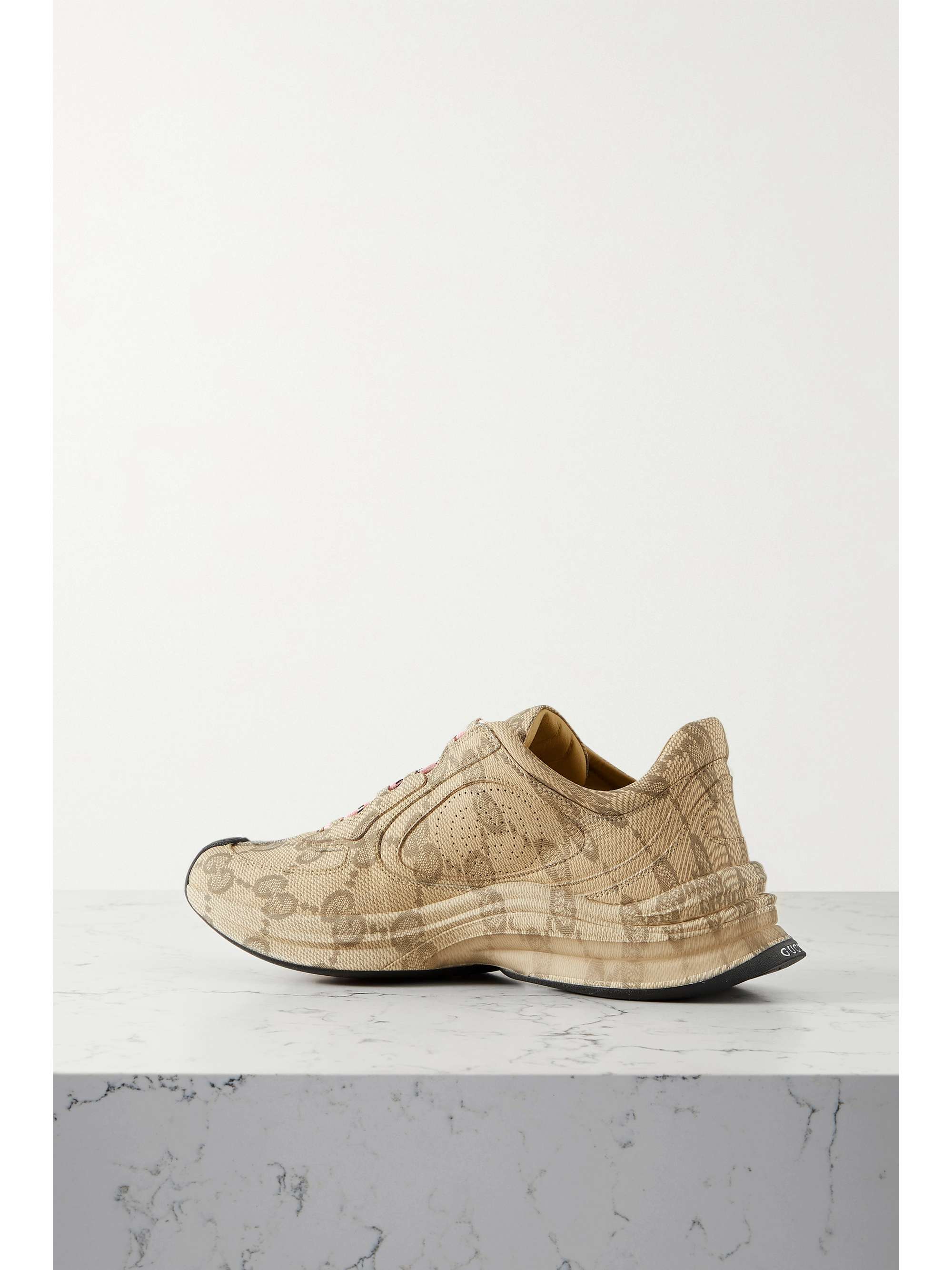 GUCCI Rubber-trimmed coated-canvas jacquard sneakers | NET-A-PORTER