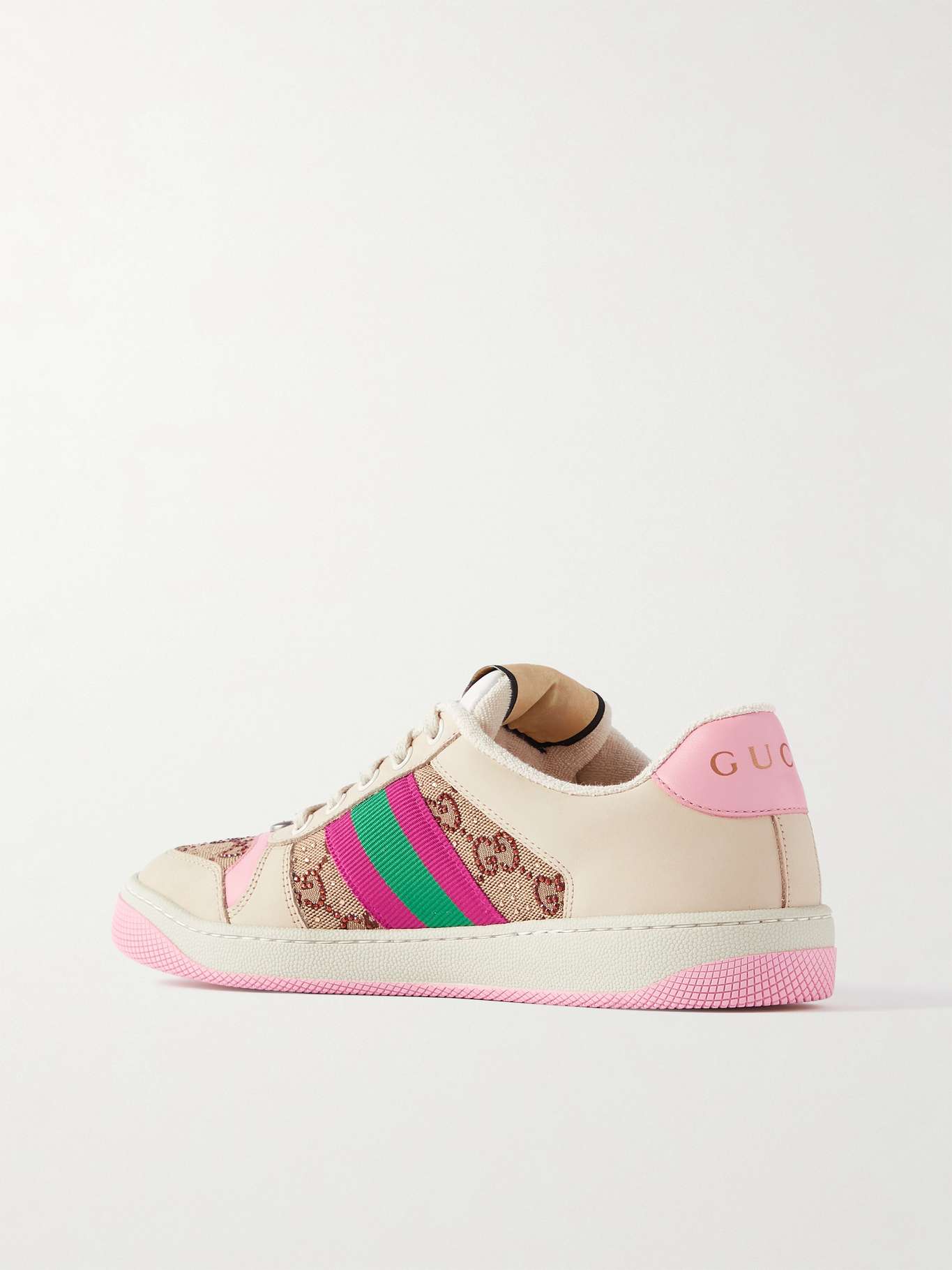 GUCCI Screener embellished canvas and leather sneakers | NET-A-PORTER