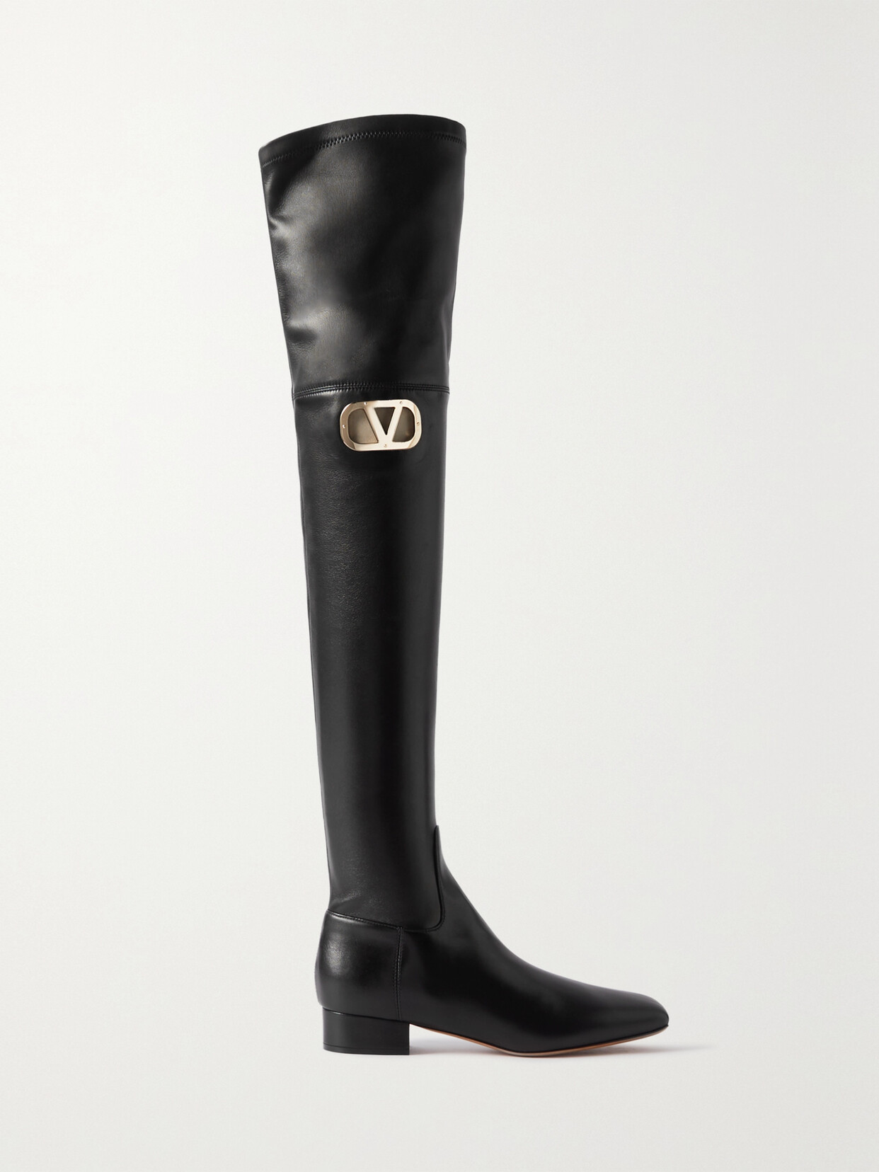 Valentino Garavani Vlogo Type 30 Leather Over-the-knee Boots In Black ...