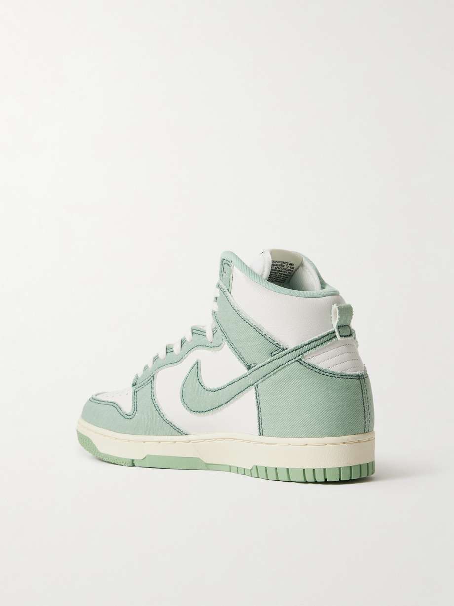 NIKE Dunk 1985 topstitched denim and leather high-top sneakers | NET-A-PORTER