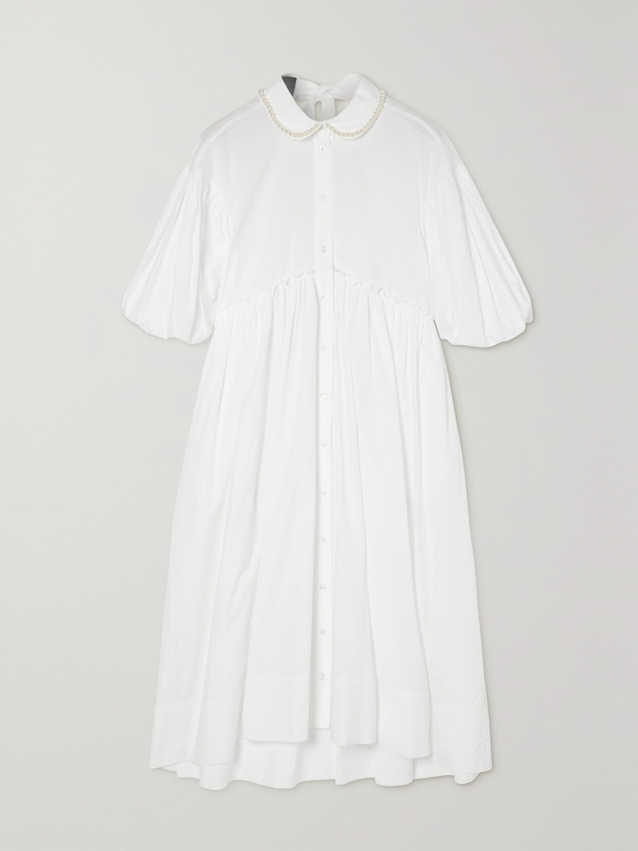 Simone Rocha White Puff Sleeve Midi Dress | ModeSens
