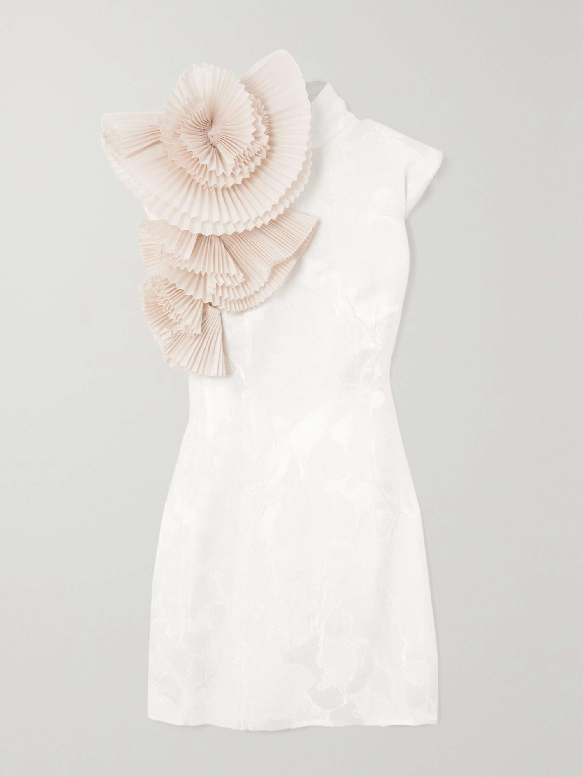 DRIES VAN NOTEN Plissé-crepe trimmed satin-jacquard mini dress | NET-A ...