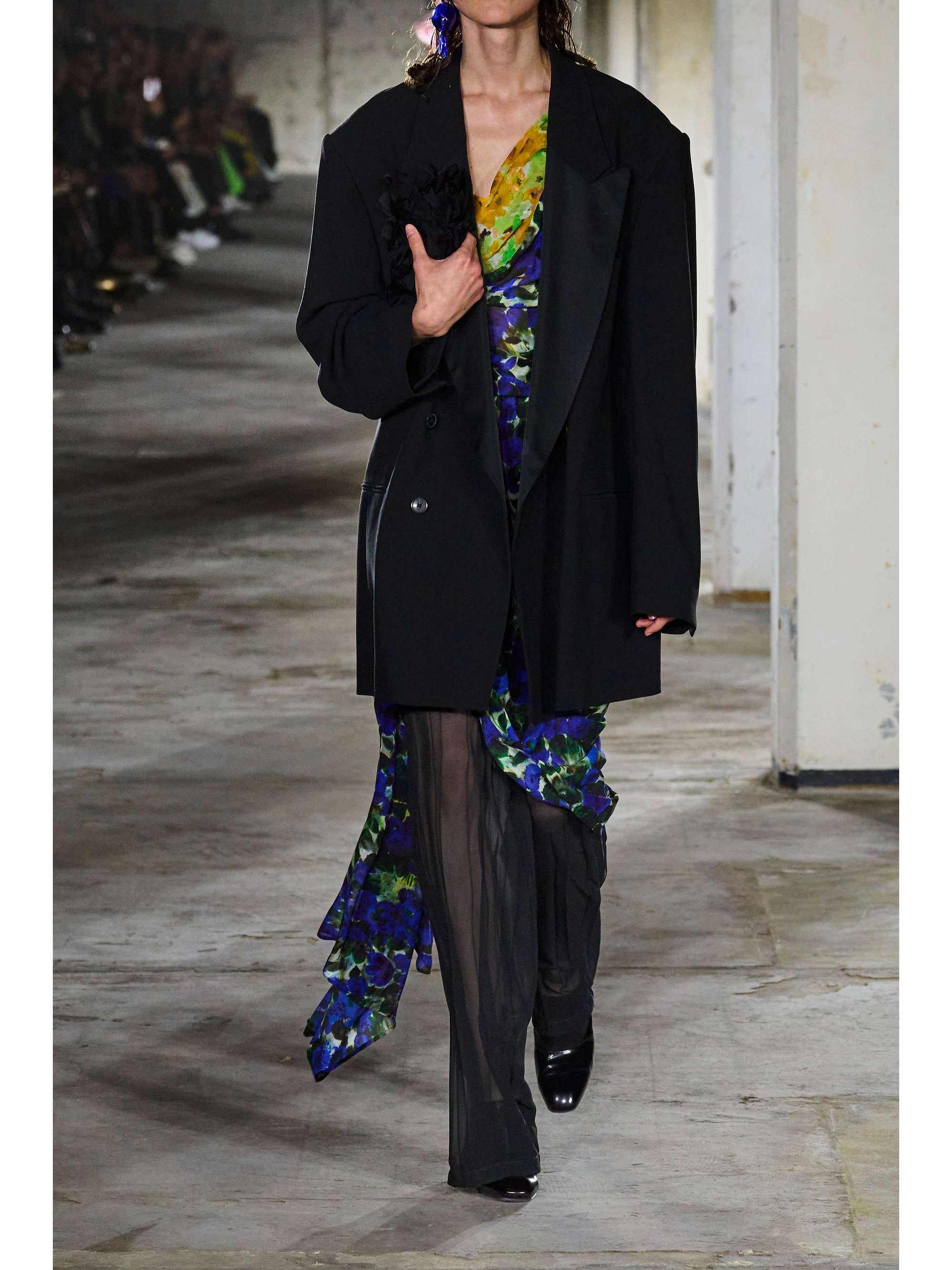 DRIES VAN NOTEN Asymmetric draped floral-print chiffon dress | NET-A-PORTER