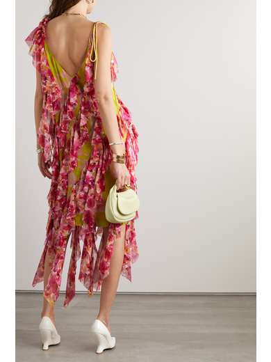 Ruffled floral-print silk-blend chiffon midi dress | NET-A-PORTER