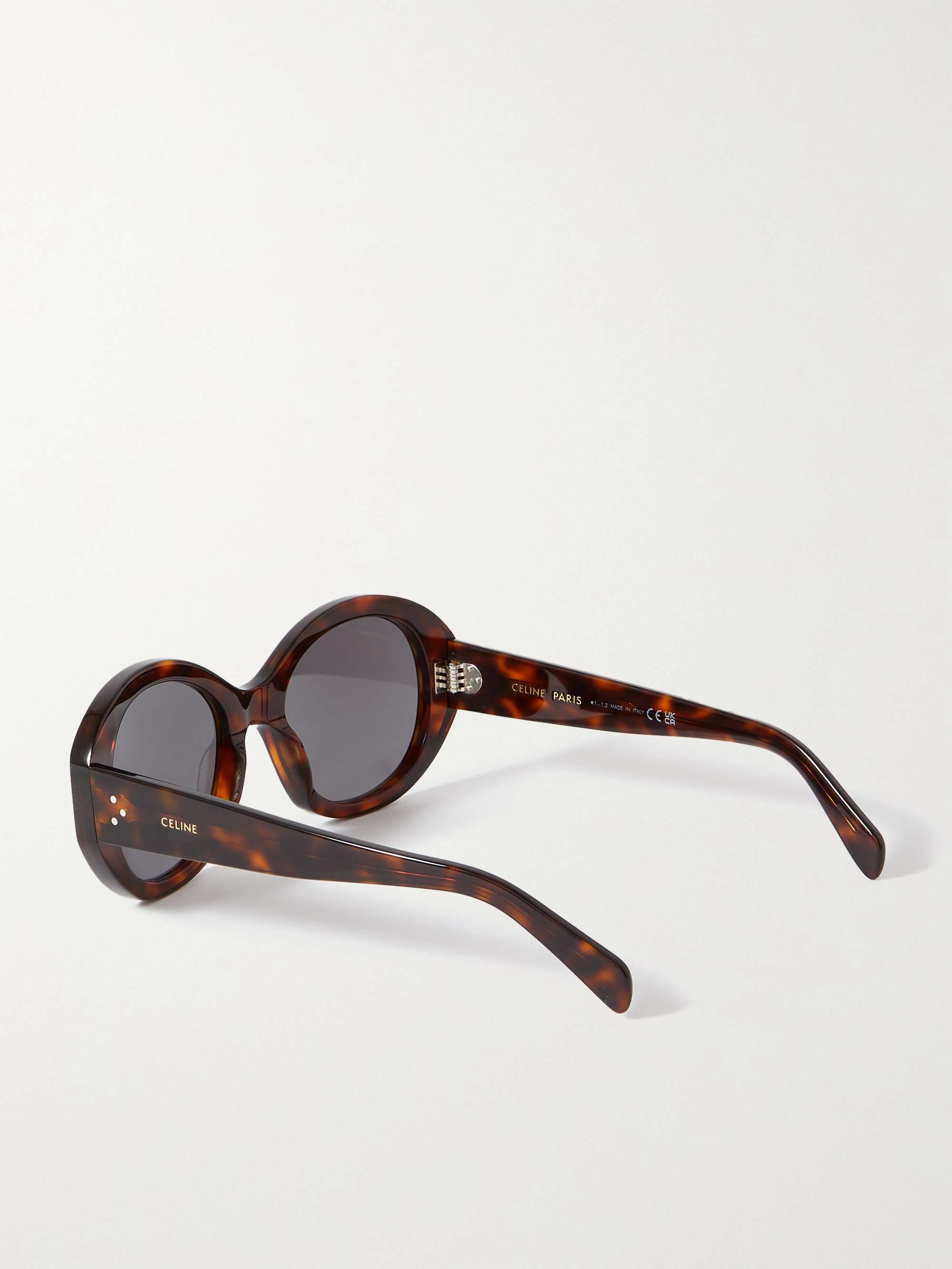CELINE EYEWEAR Oversized round-frame tortoiseshell acetate sunglasses | NET-A-PORTER