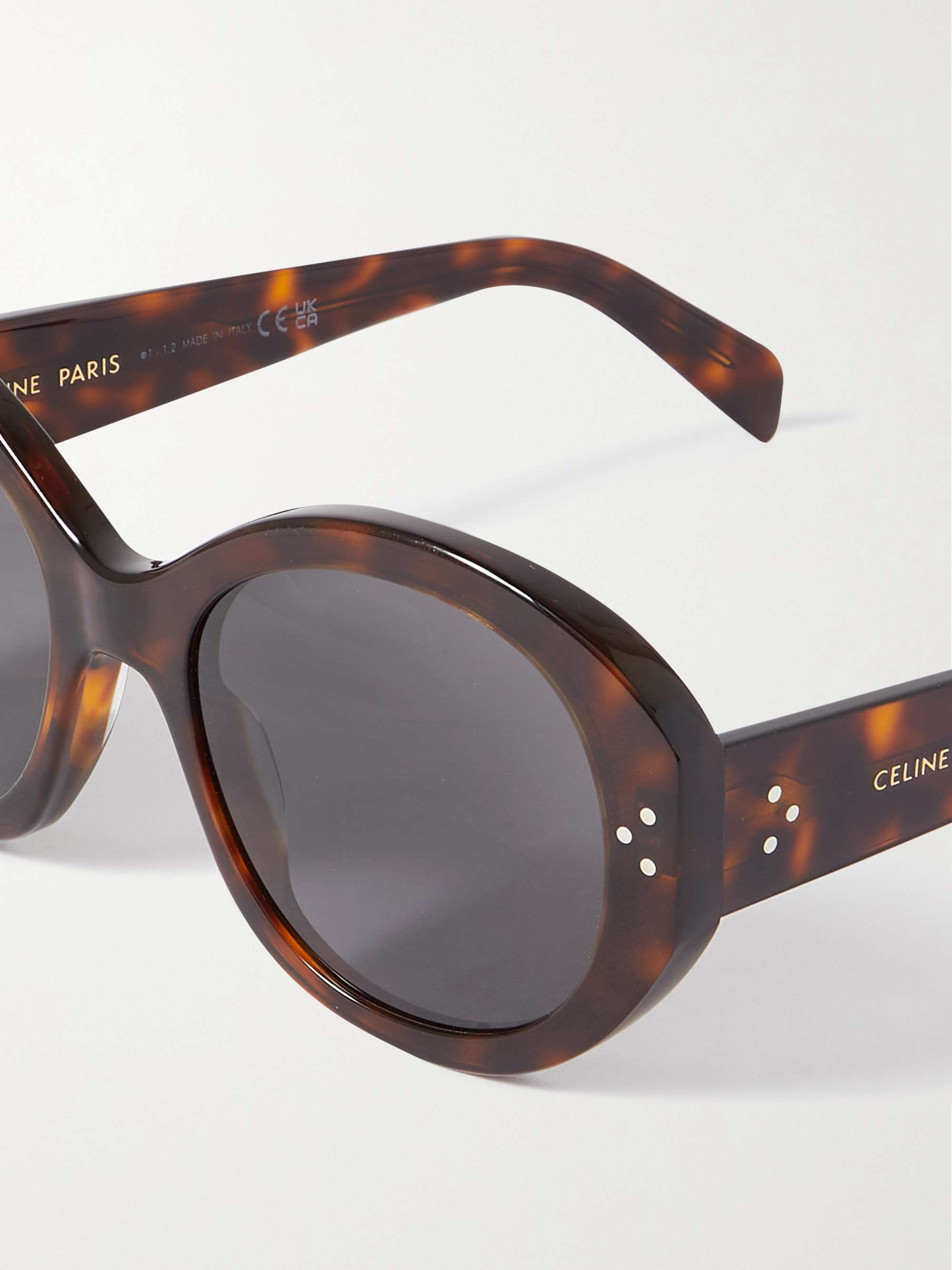 CELINE EYEWEAR Oversized round-frame tortoiseshell acetate sunglasses | NET-A-PORTER