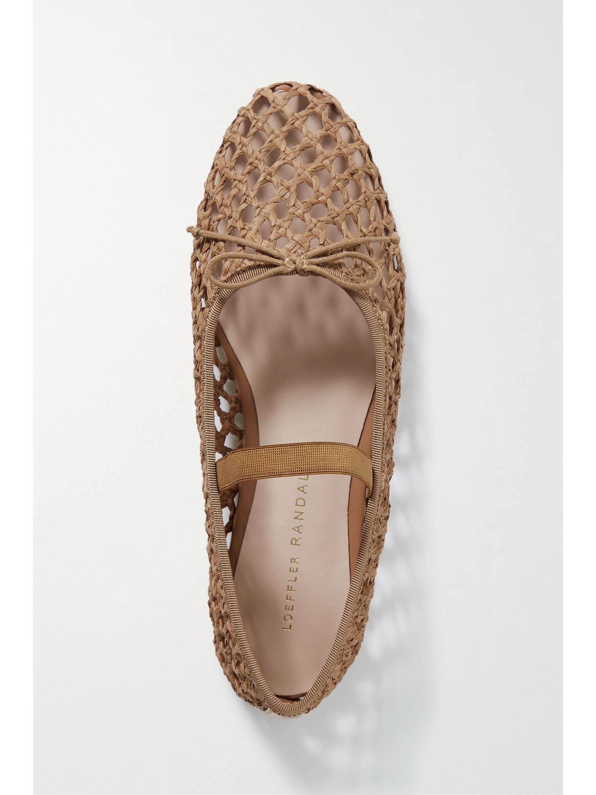 LOEFFLER RANDALL Leonie grosgrain-trimmed raffia Mary Jane ballet flats ...