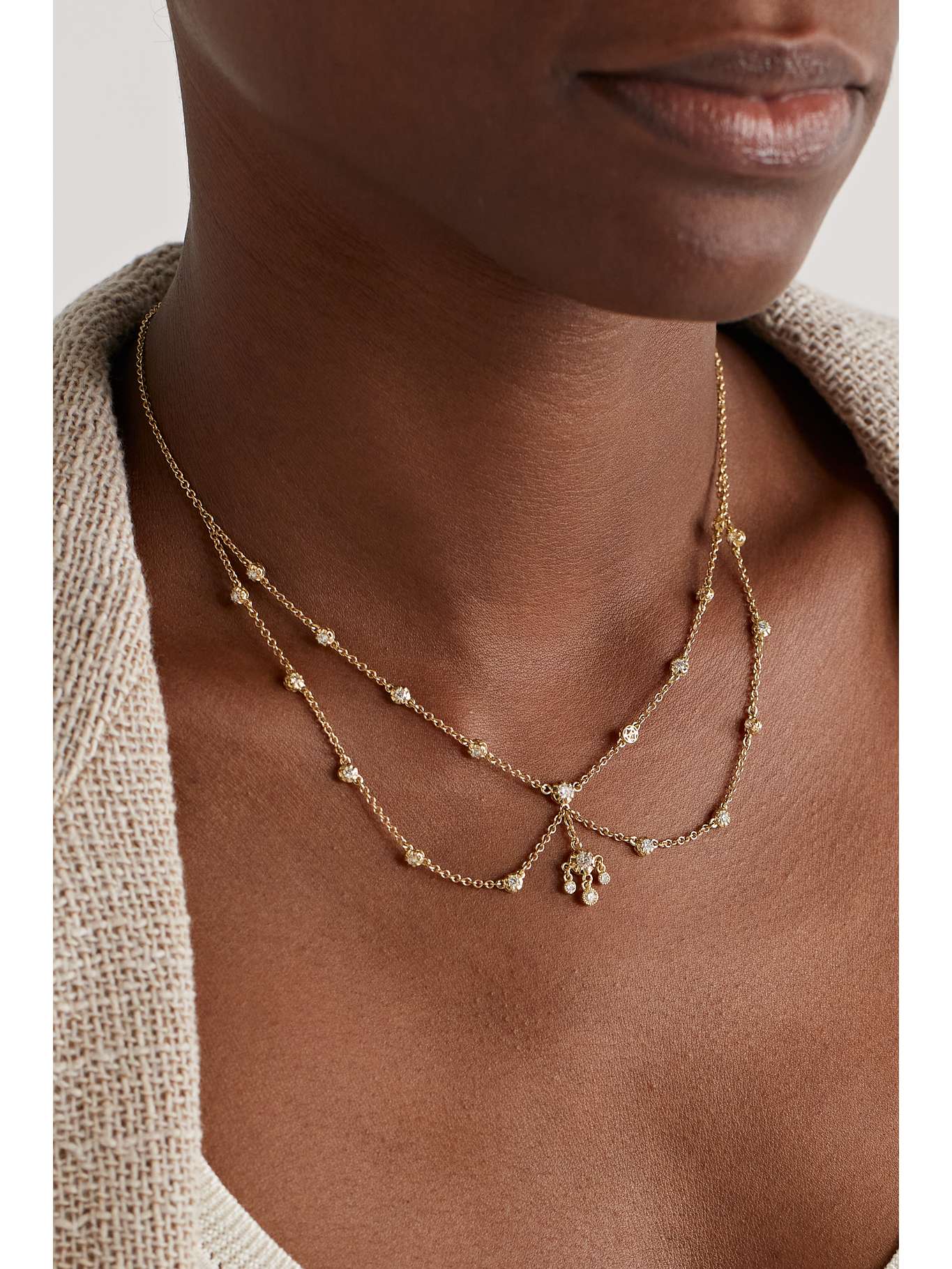 Gold Selena 14-karat gold diamond necklace | JACQUIE AICHE | NET-A-PORTER
