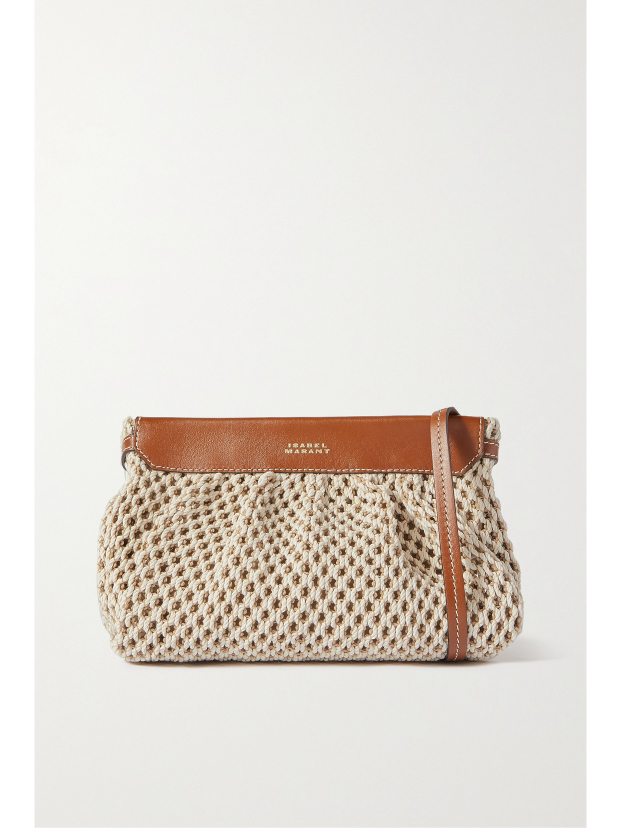 Isabel Marant Luz Studded Leather-trimmed Woven Raffia Shoulder Bag In ...