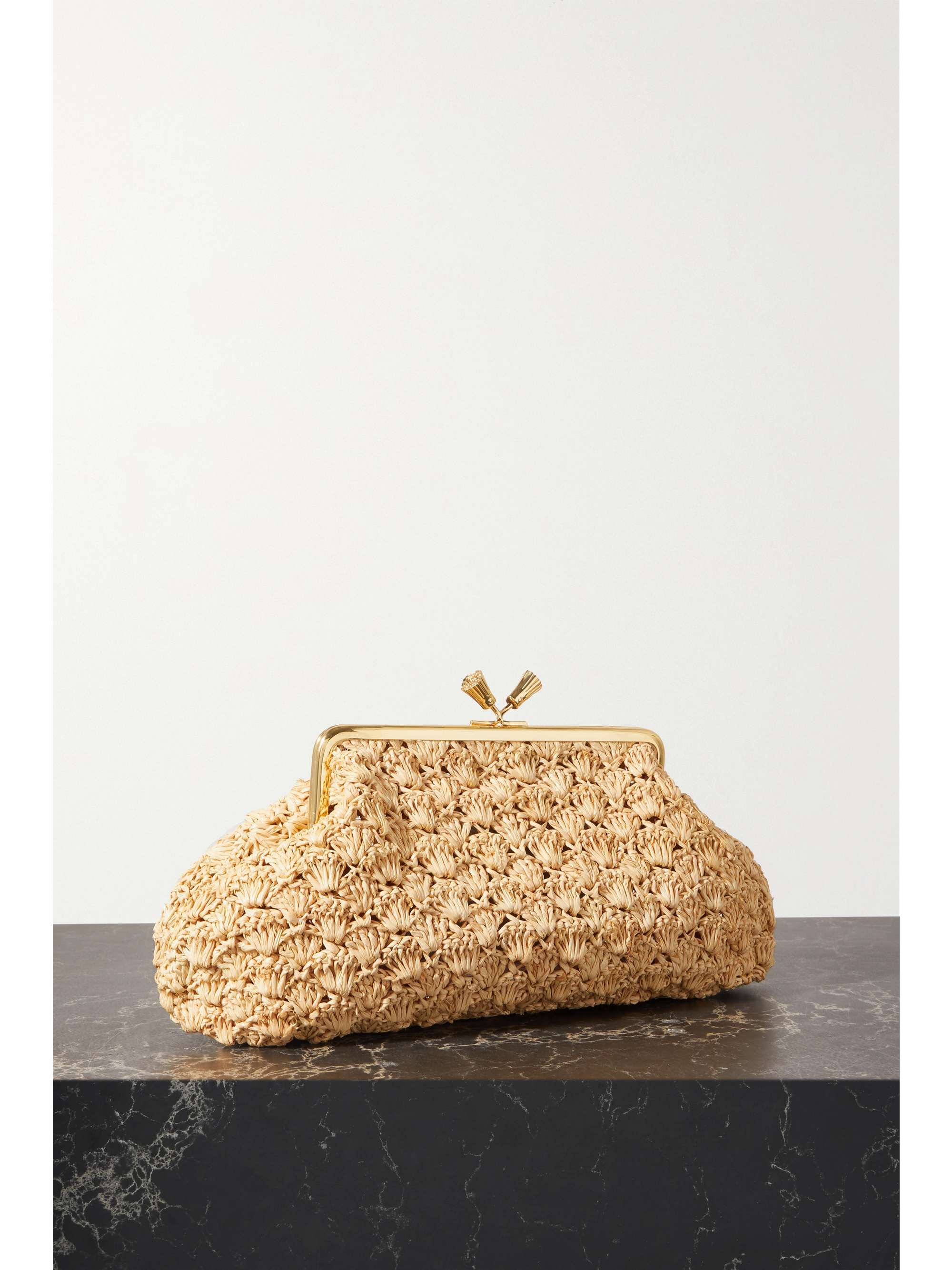 ANYA HINDMARCH Maud large woven raffia clutch | NET-A-PORTER