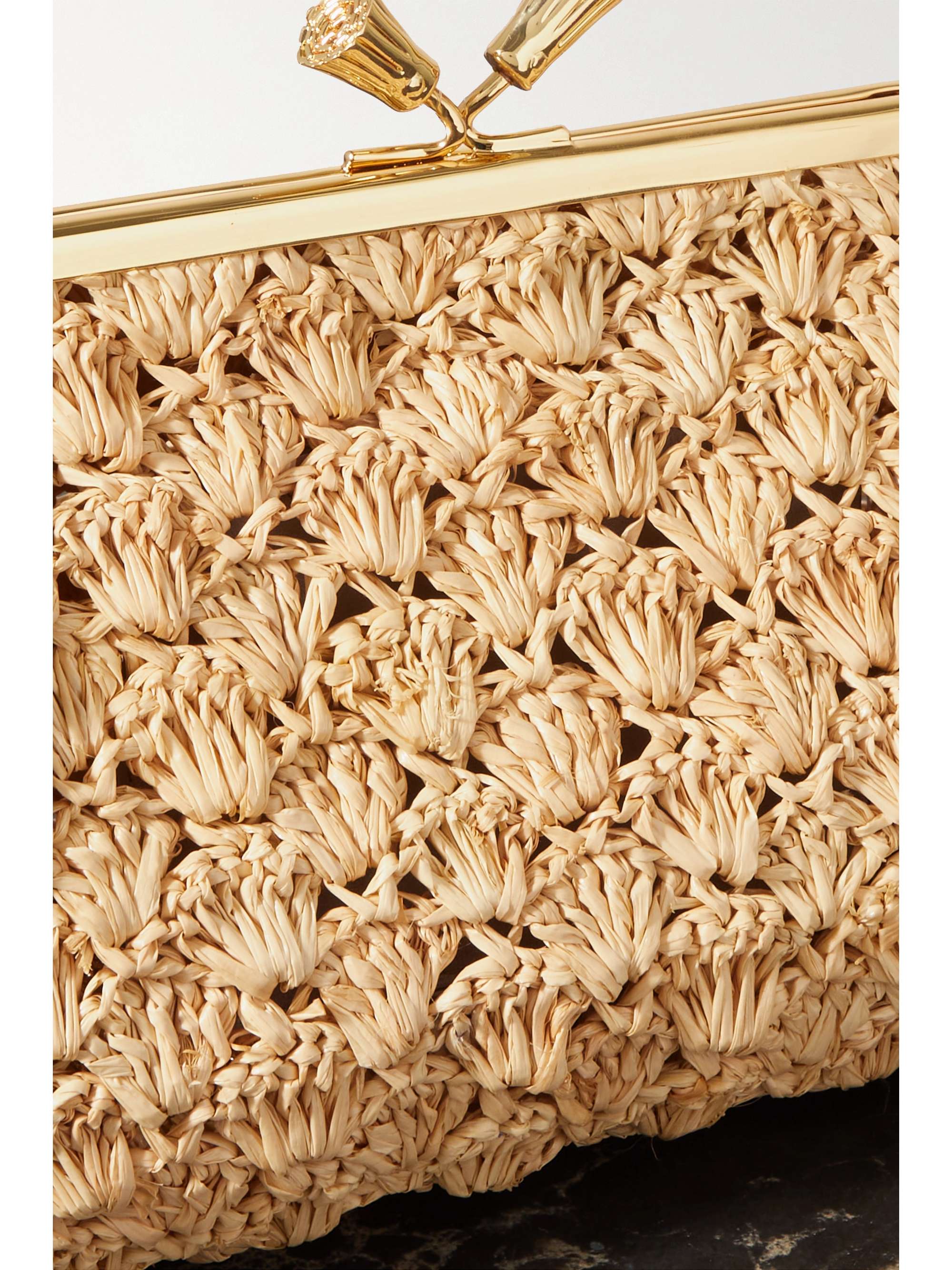 ANYA HINDMARCH Maud large woven raffia clutch | NET-A-PORTER