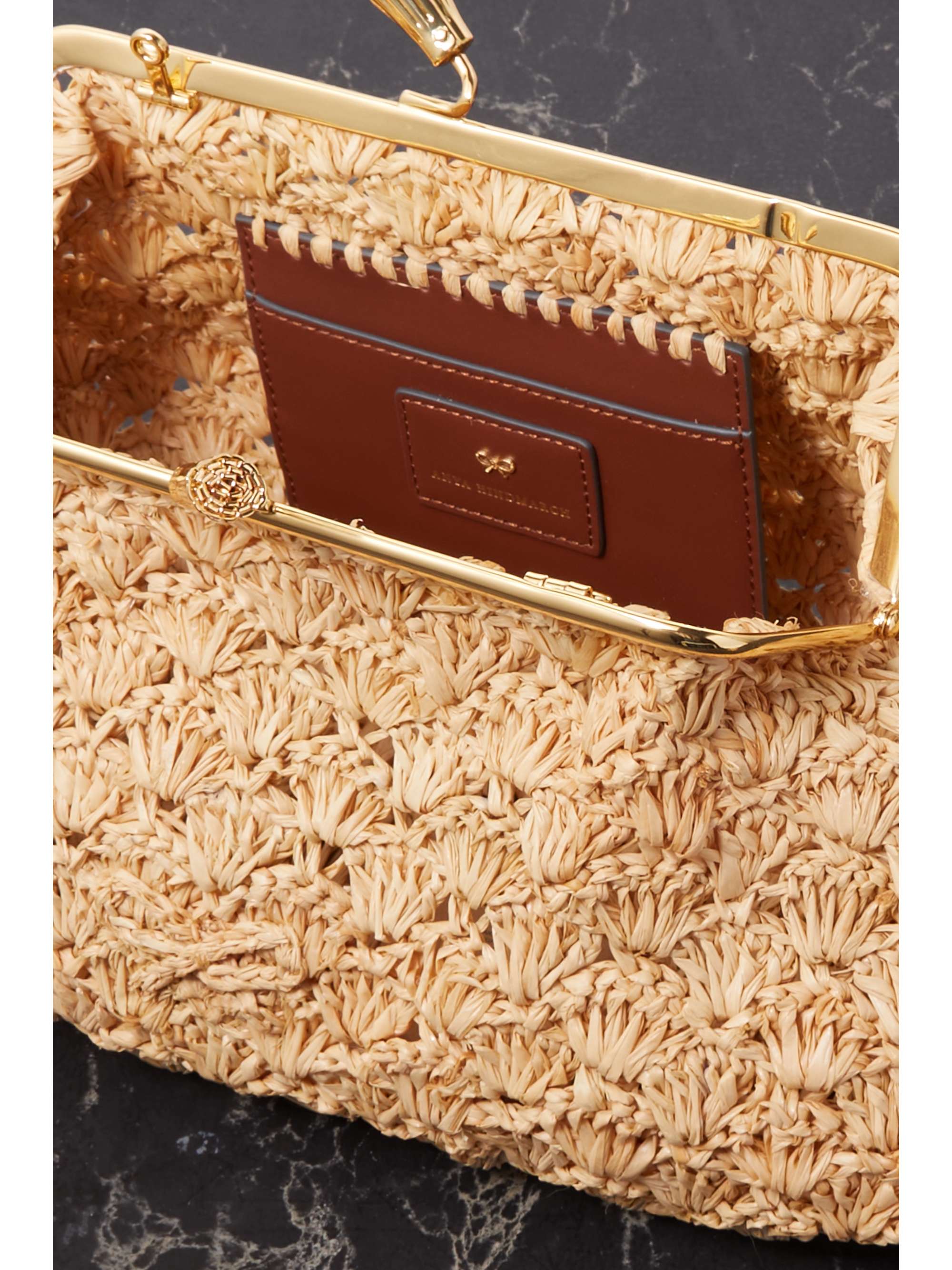 ANYA HINDMARCH Maud large woven raffia clutch | NET-A-PORTER