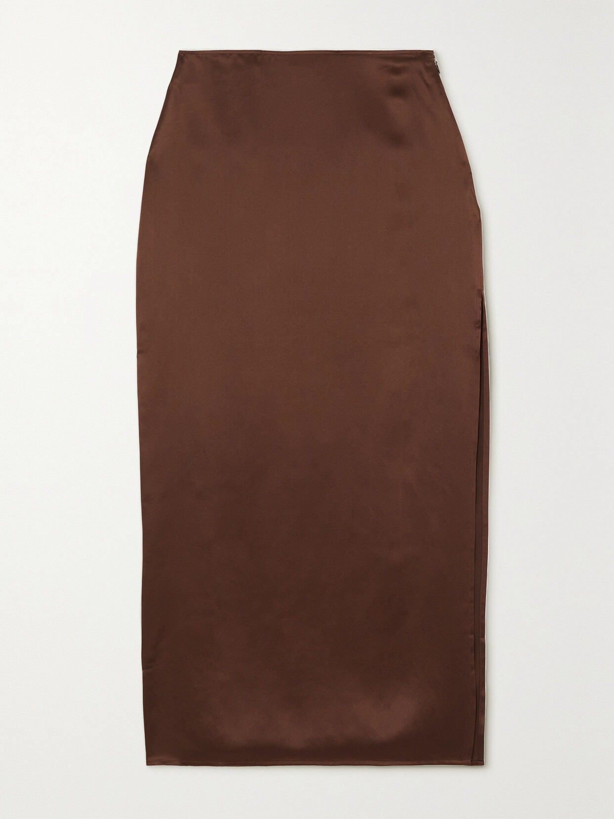 Reformation Aida Silk Satin Slip Skirt In Brown Modesens