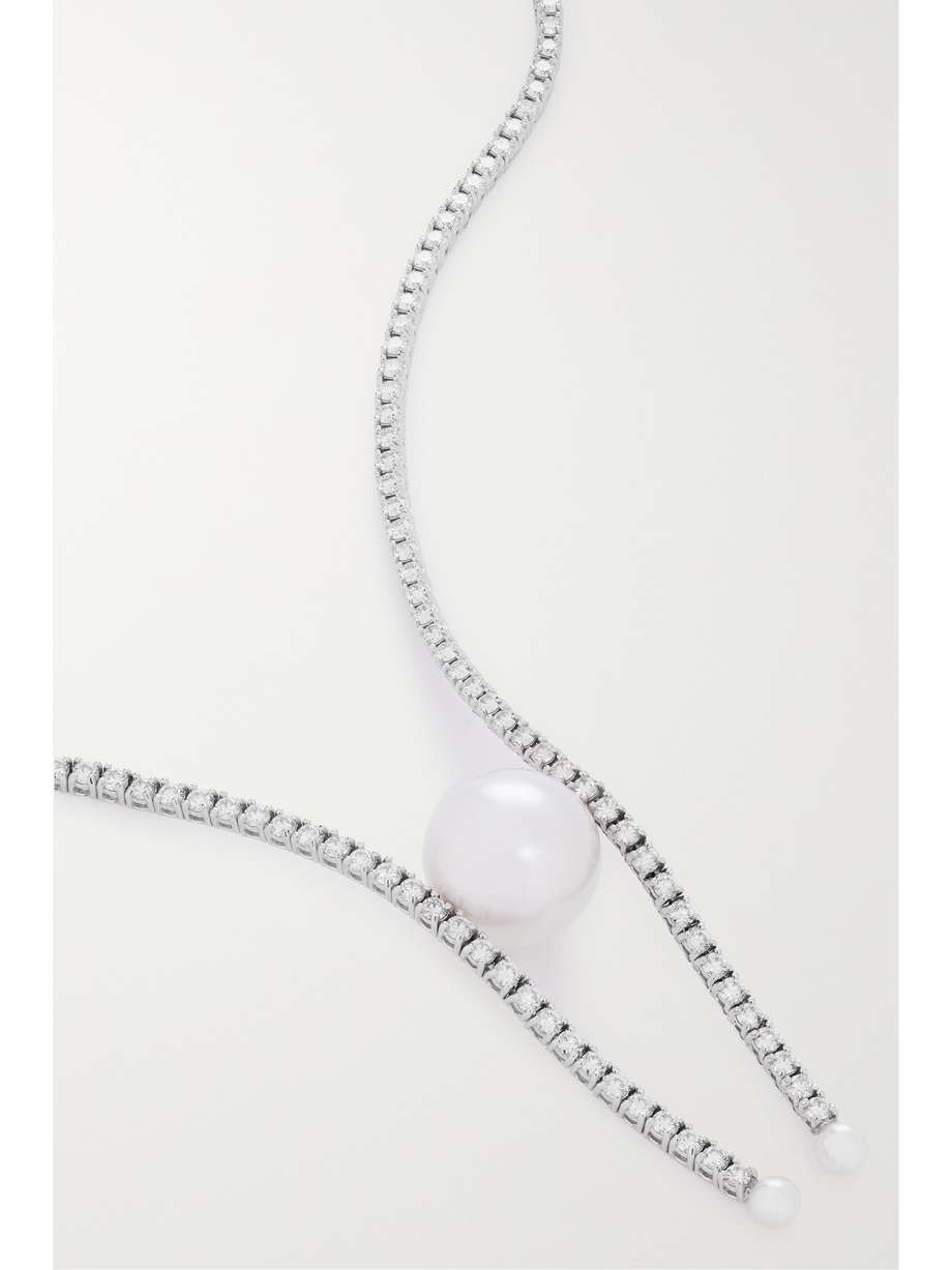 MIZUKI Margo 18-karat white gold, pearl and diamond necklace | NET-A ...