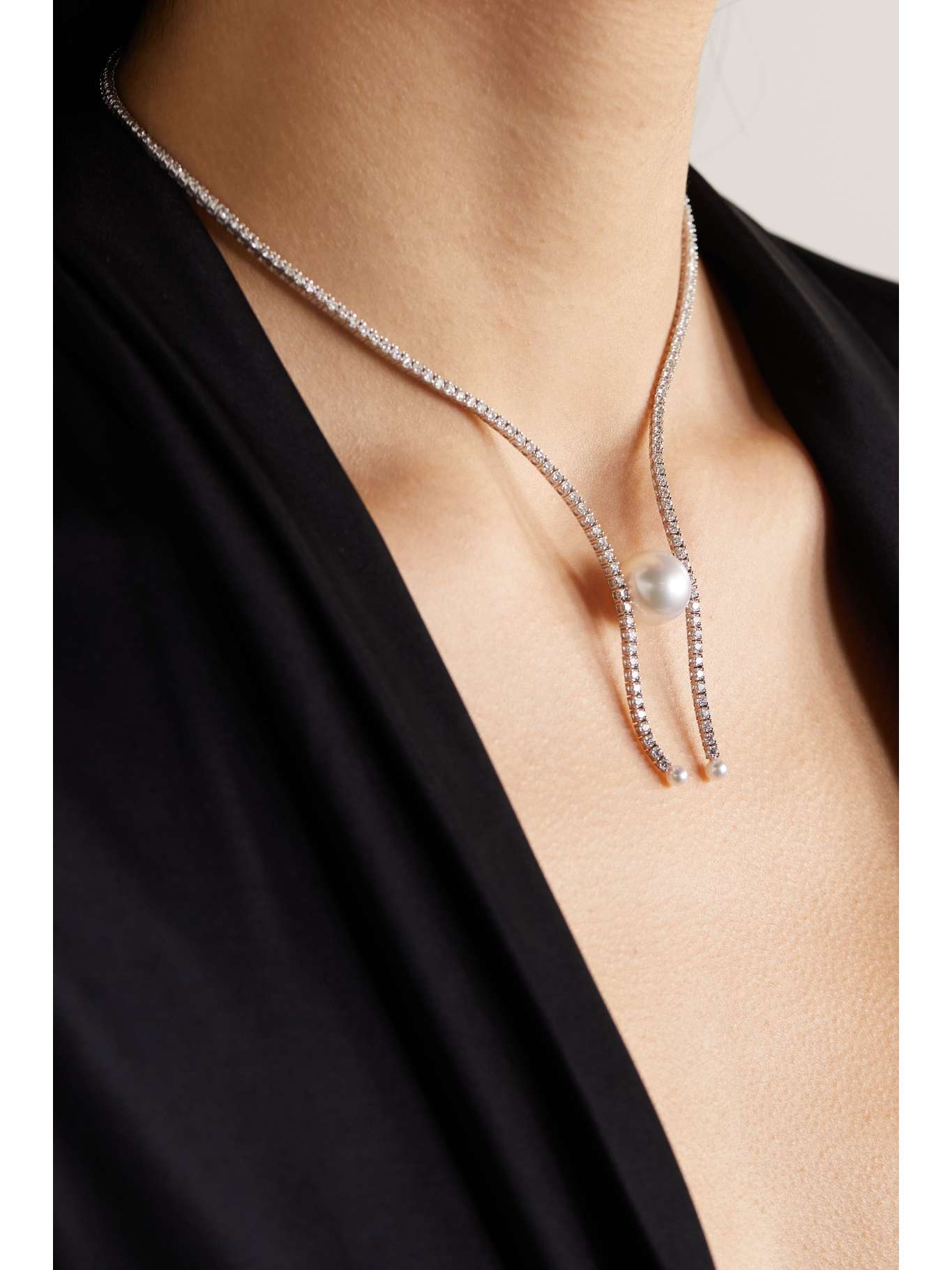 MIZUKI Margo 18-karat white gold, pearl and diamond necklace | NET-A-PORTER