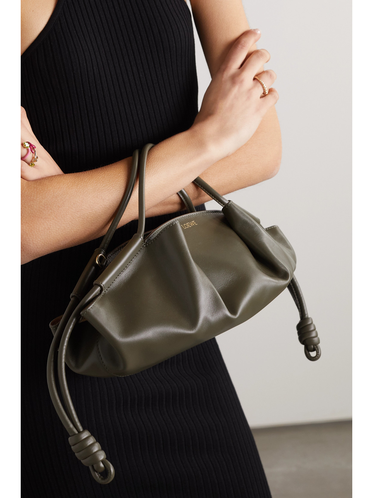 Loewe Paseo Xl Leather Top-handle Bag In Dark Khaki Green | ModeSens