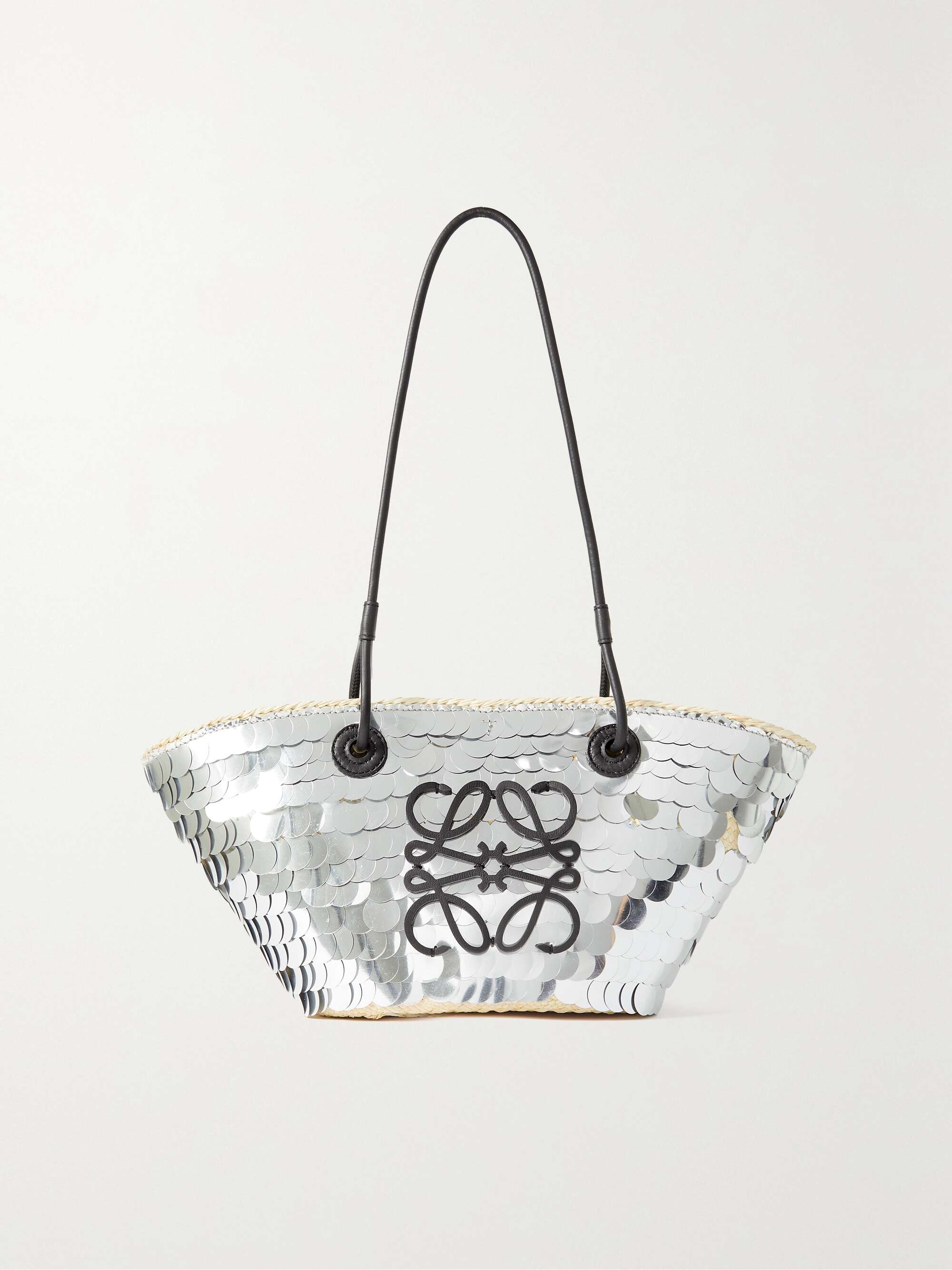 LOEWE + Paula's Ibiza small leather-trimmed paillette-embellished ...