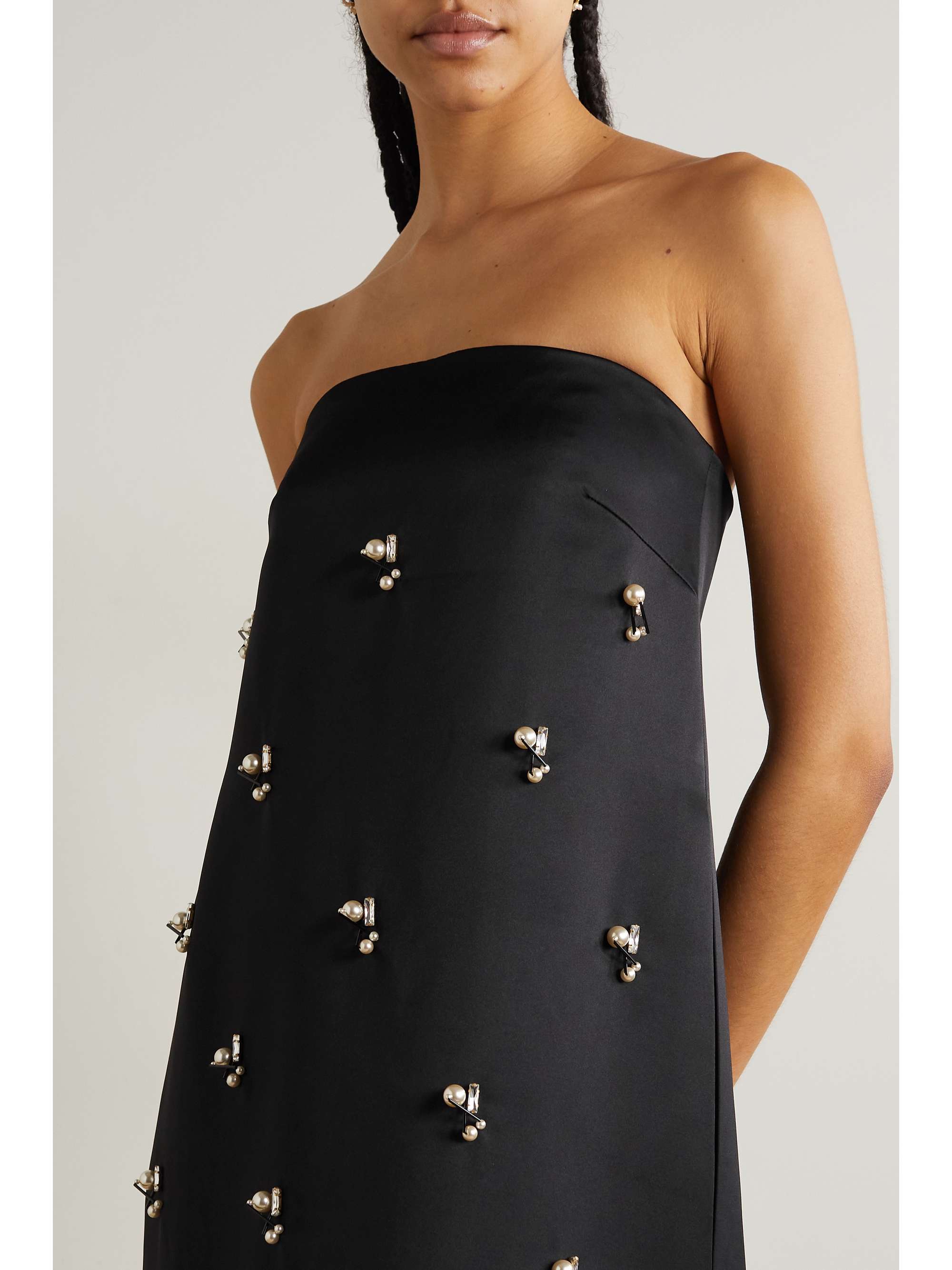 Emilia Wickstead Doppio Strapless Embellished Duchesse Satin Midi Dress