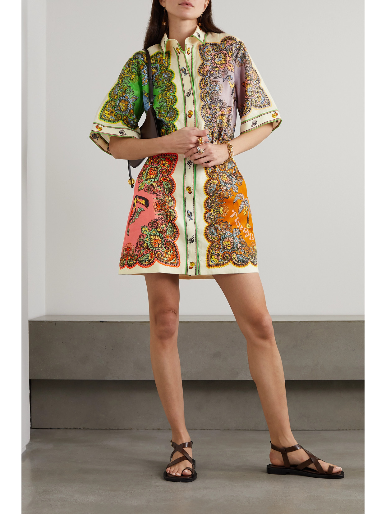 Alemais Trippy Troppo Printed Linen Mini Dress In Multicoloured 1 ...